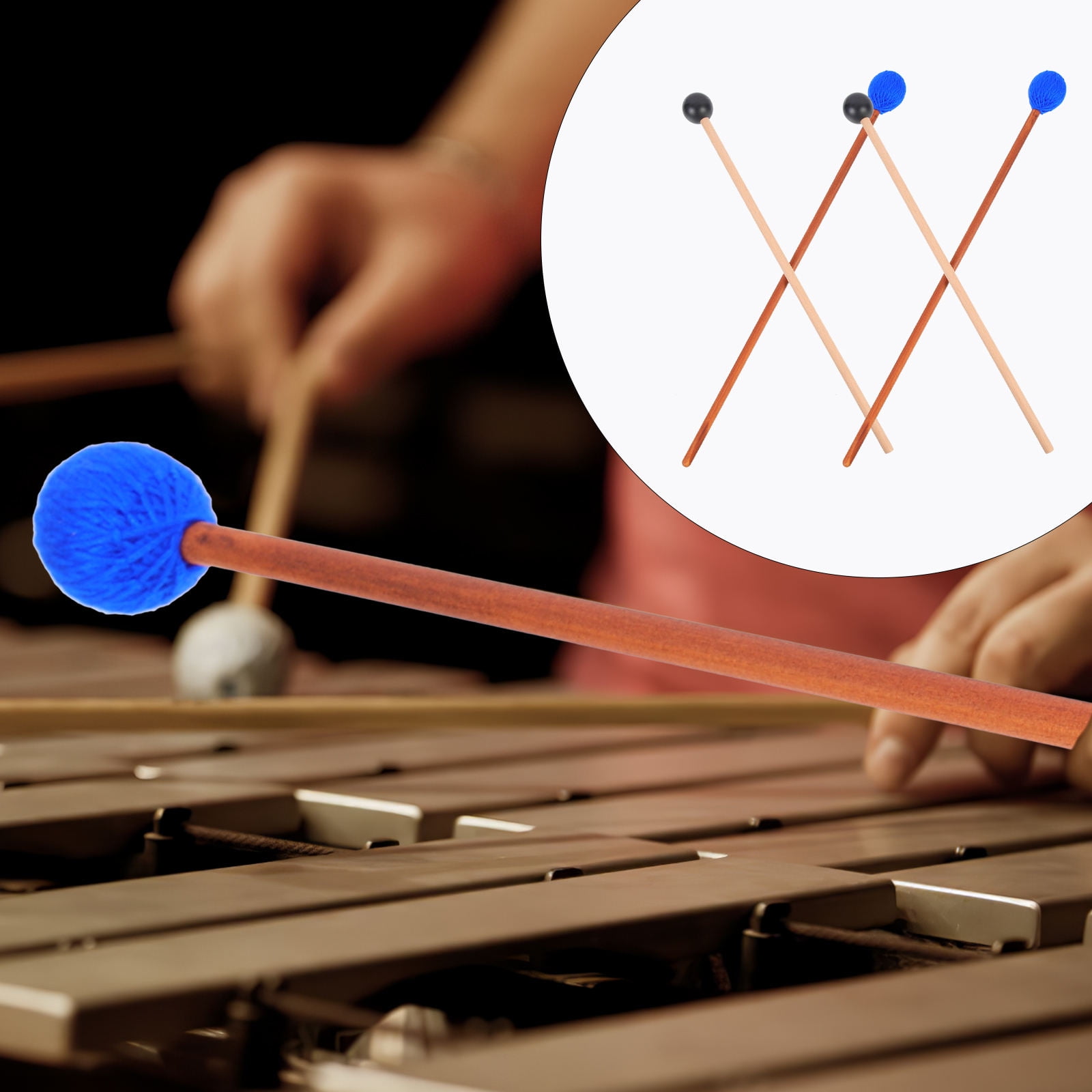 FRCOLOR Durable Assorted Color Rubber Yarn Drumsticks for Drums ...