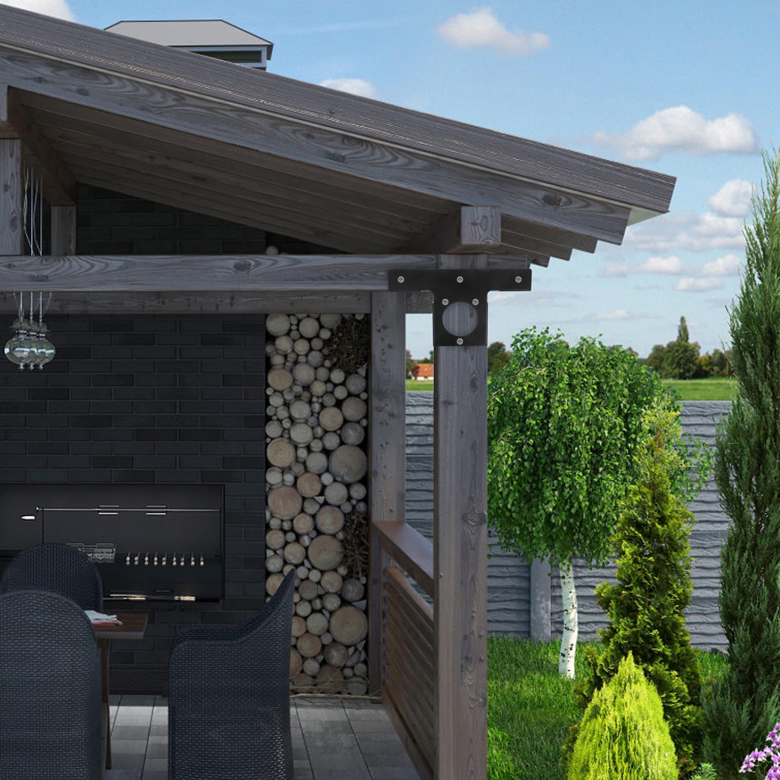 FRCOLOR FRCOLOR 2pcs T Shaped Post Base Pergola Bracket Reinforced ...