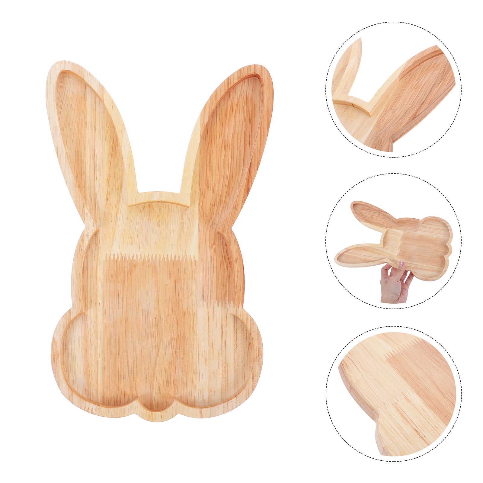 FRCOLOR Farmhouse Serving Tray Easter Bunny Platter Wood Plate Nesting ...