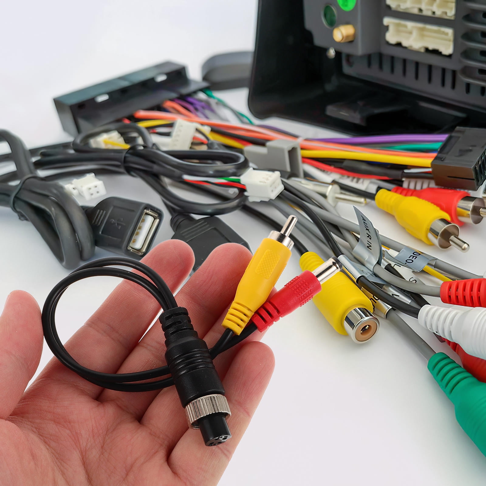 FRCOLOR Female Connector Cable With Plugs Line Rca And Dc Connectors For Car Reverse Camera And ...