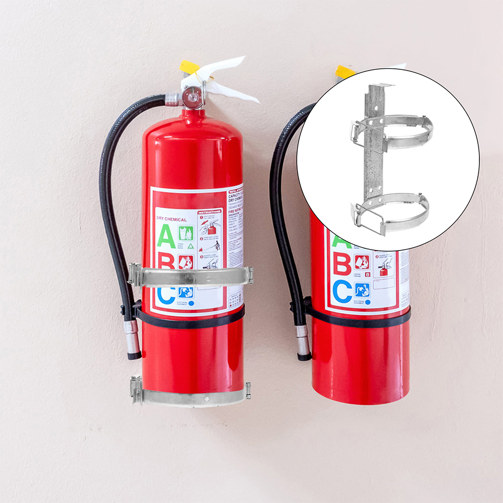 FRCOLOR Fire Extinguisher Wall Rack with Iron Holder for Storage Silver ...