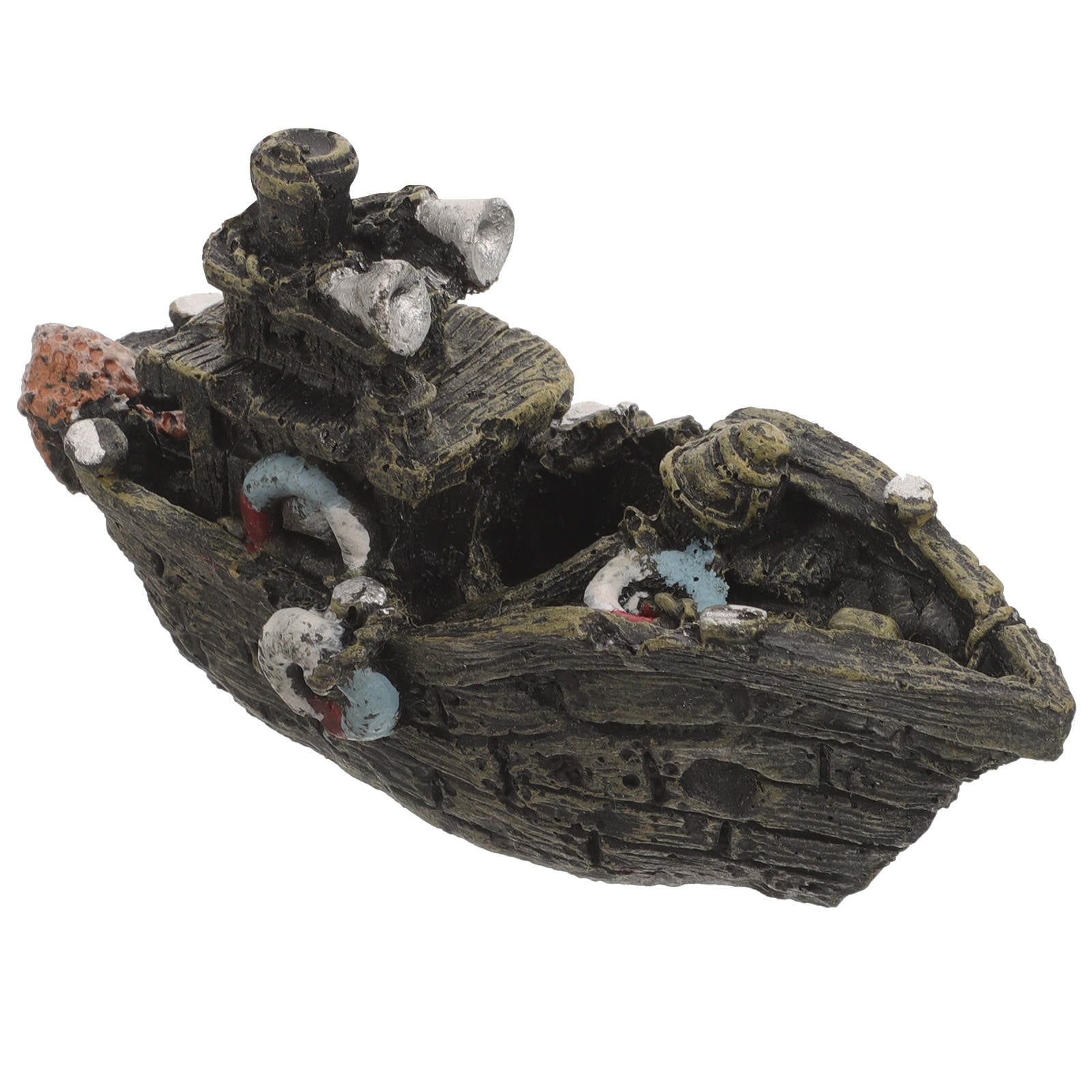 FRCOLOR Fish Tank Landscaping Ornament Simulation Resin Sunken Ship ...