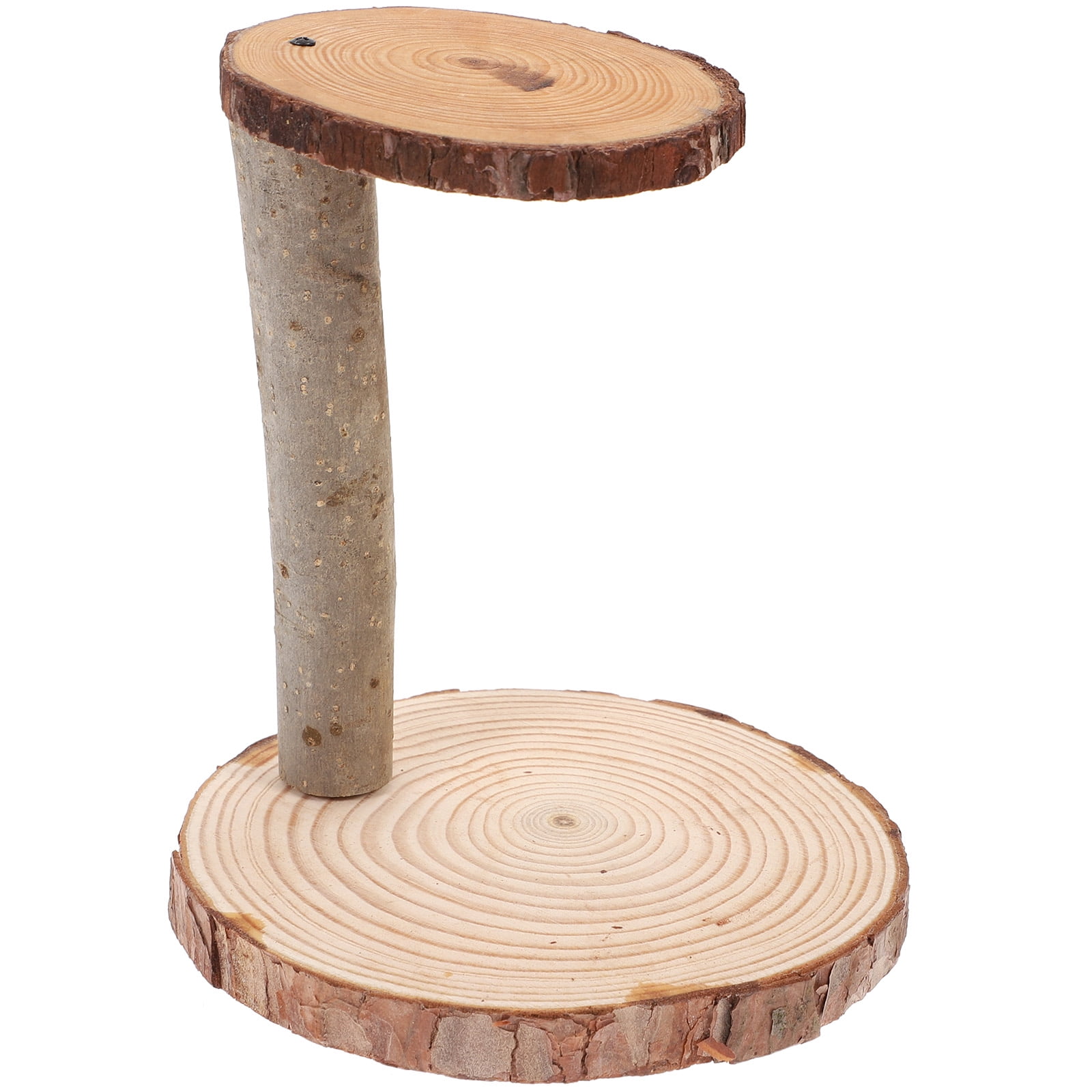 FRCOLOR Flower Pot Wood Cupcake Stand 2- Tier Tree Bark Server for ...