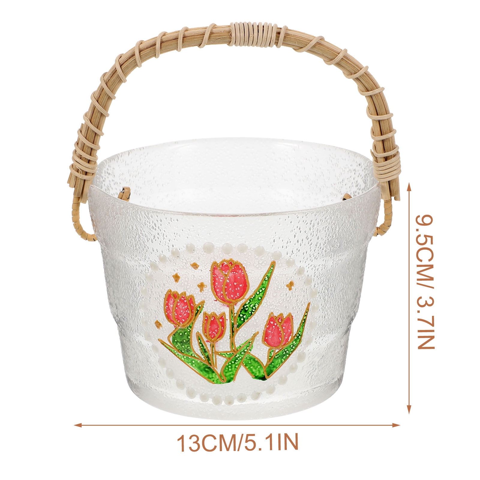 FRCOLOR Fruit Bucket Wood Handle Ice Cube Bucket Ice Cube Container ...
