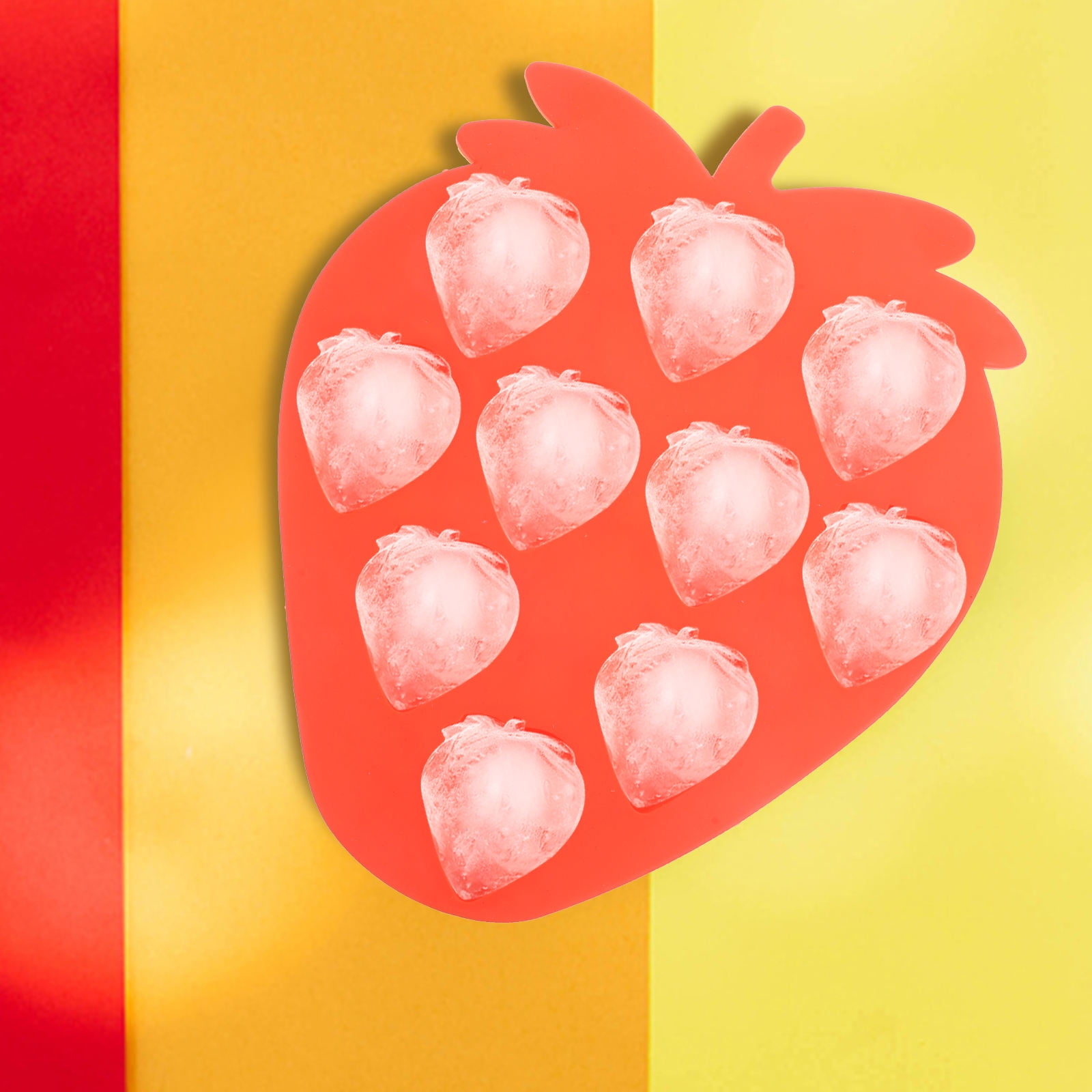 FRCOLOR Fruit Strawberry Shape Ice Tray Mould Cube Freeze Mold Jelly ...