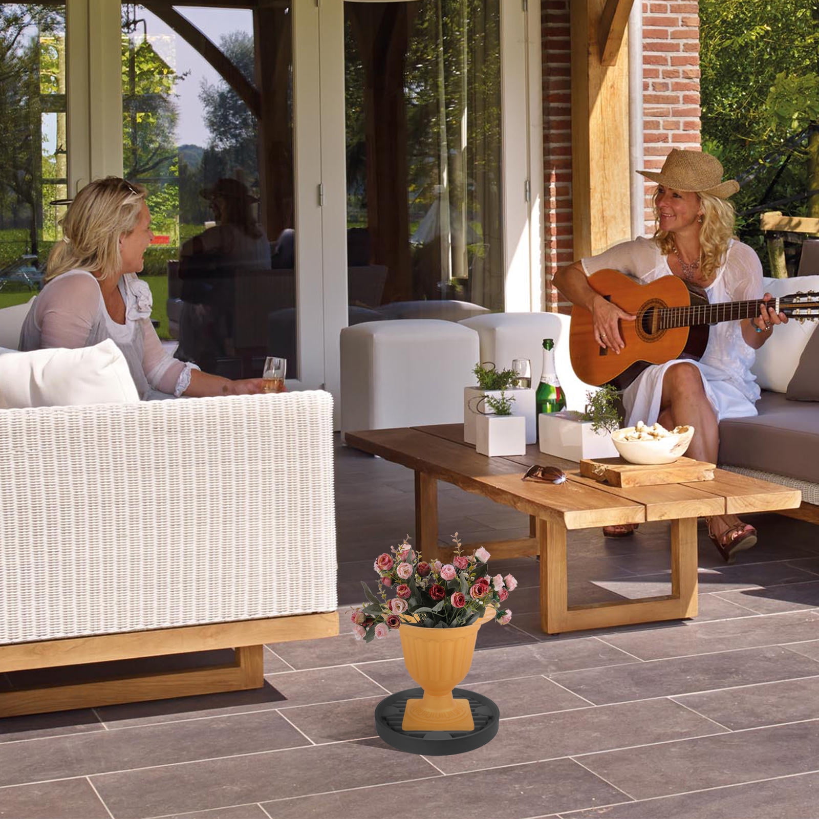 FRCOLOR Garden Planter Trolley with 360° Rotating Wheels Heavy Duty ...