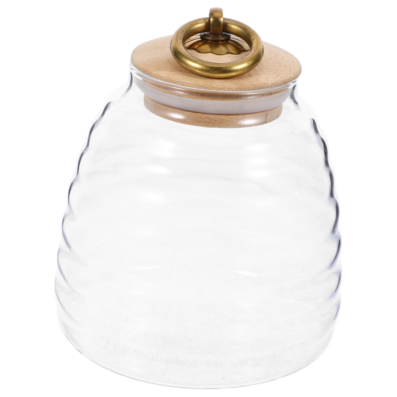 FRCOLOR Glass Honey Jar with Bamboo Cover Kitchen Empty Honey Container ...