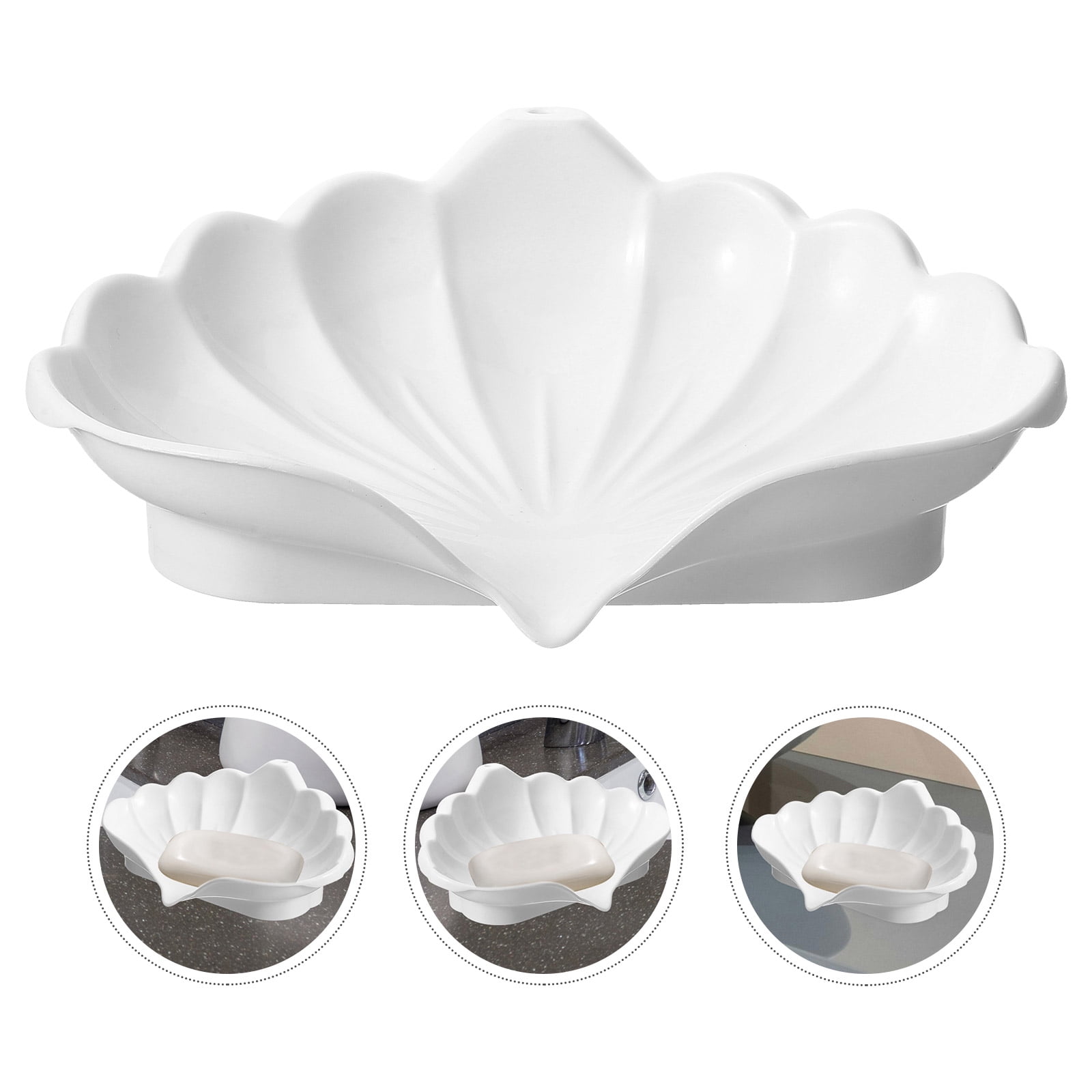 WASHWEPE Bathroom Soap Tray Seashell Soap Holder White 1Pcs - Walmart.com
