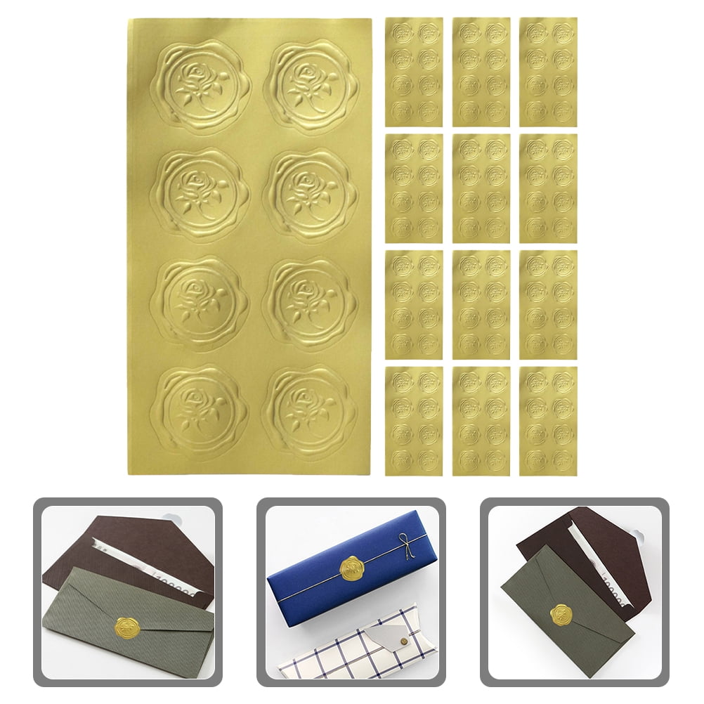 FRCOLOR Golden Decorative Seal Stickers for Envelope Gifts Packaging ...