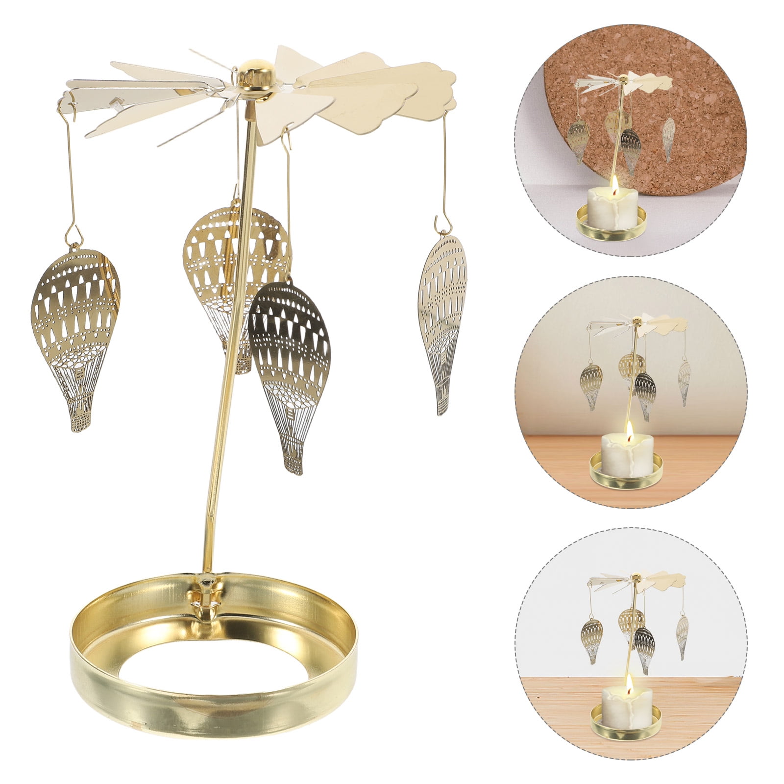 FRCOLOR Golden Rotating Candle Holder with Stainless Steel Material for ...