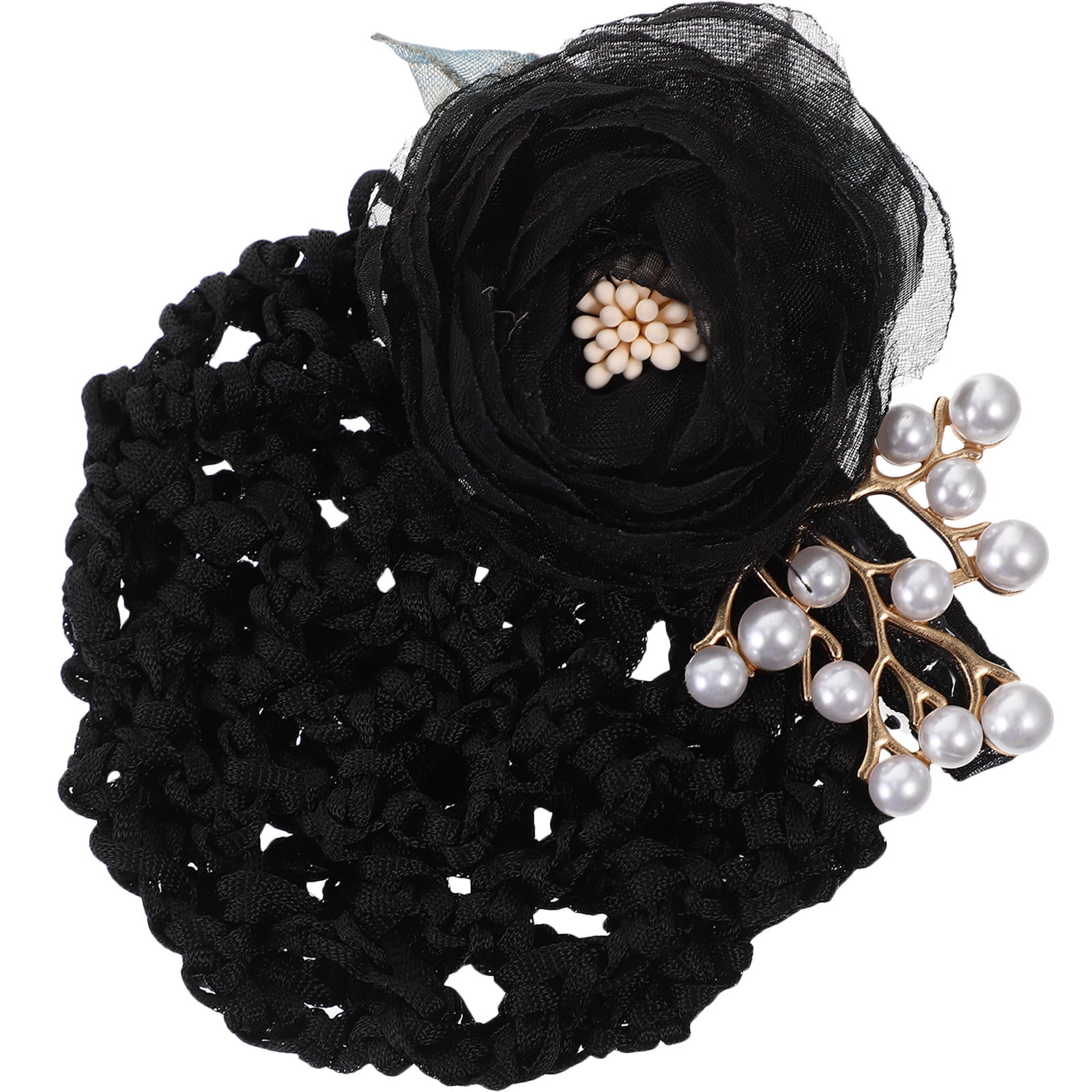 FRCOLOR Hair Bun Cover Floral Hair Net Clip Women Hair Accessory Flower ...