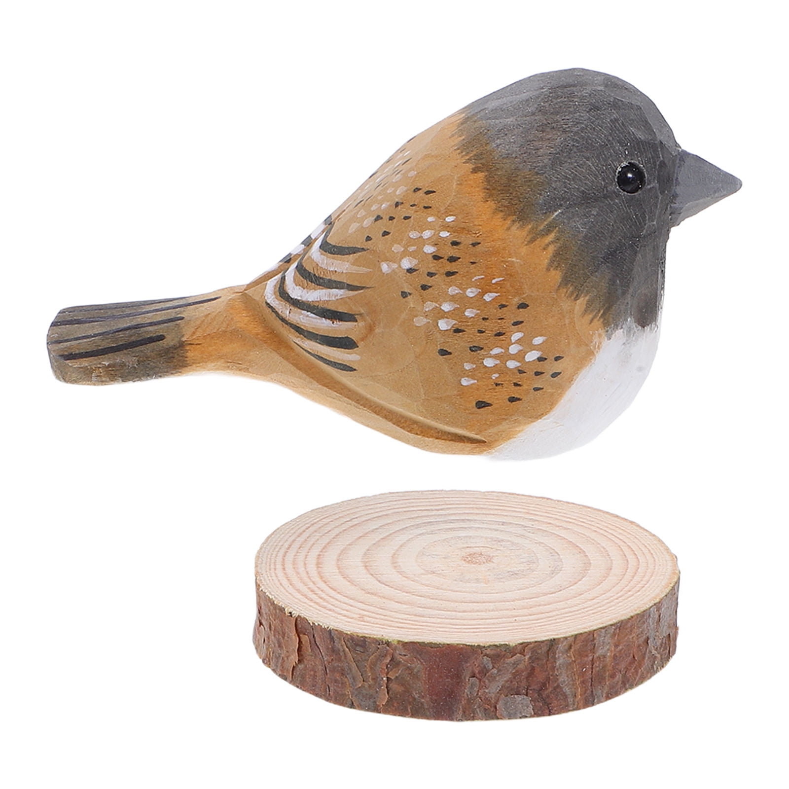 FRCOLOR Hand Carved Wooden Bird Statue Mini Sparrow Sculpture Wood Bird ...