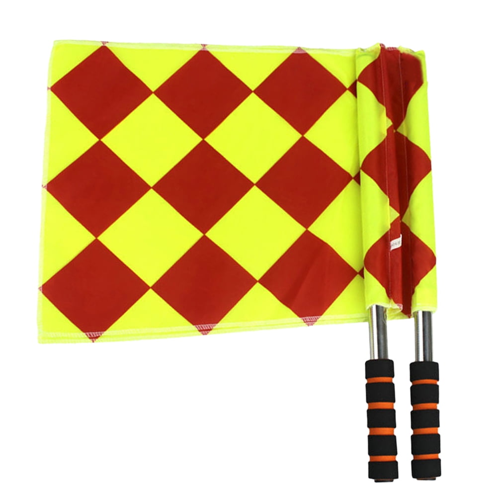 FRCOLOR Hand Flag 2Pcs Soccer Referee Flag Sports Match Linesman Official Checkered Flag ...
