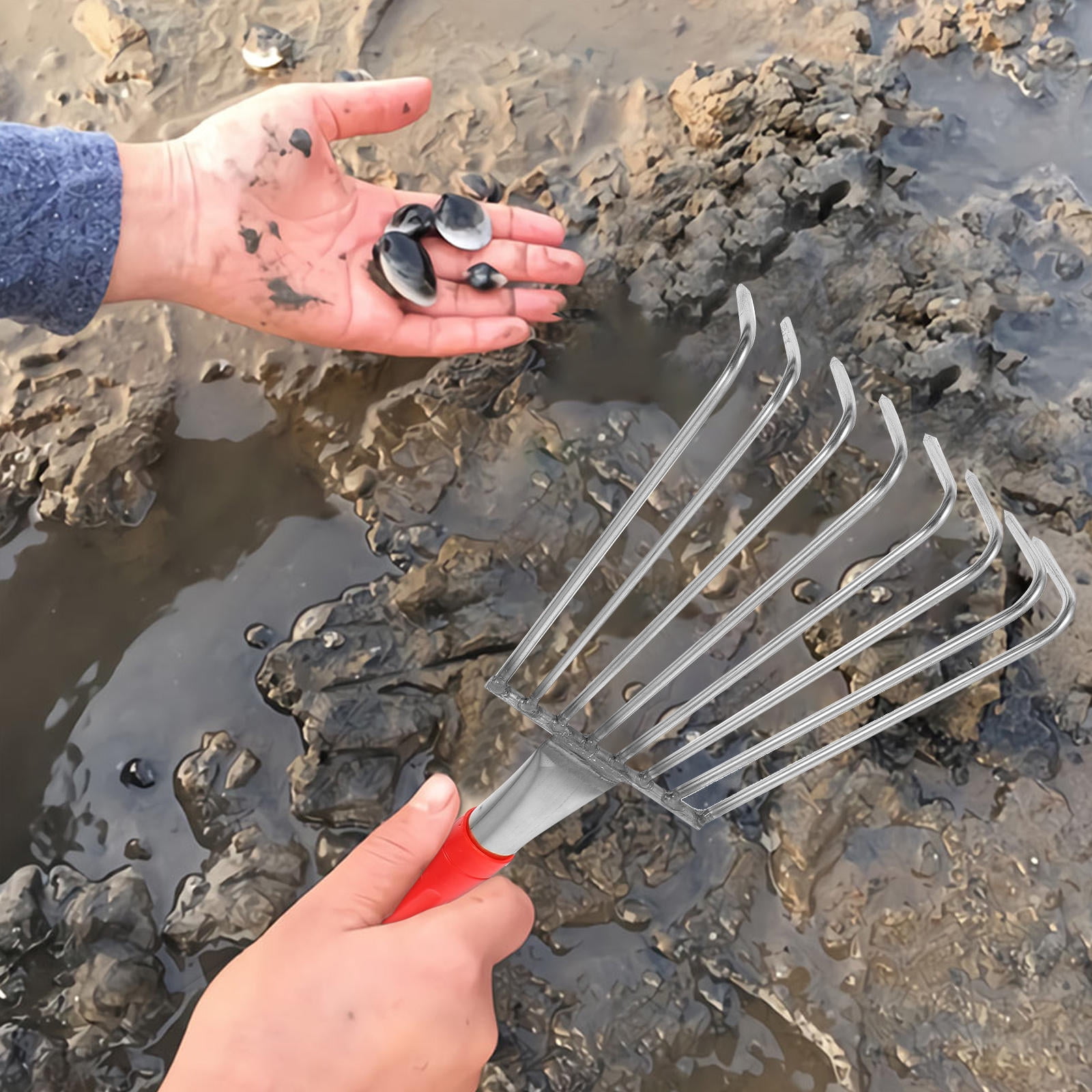 FRCOLOR Hand Rake Cultivator 8 Tine Claw Rake for Gardening with ...