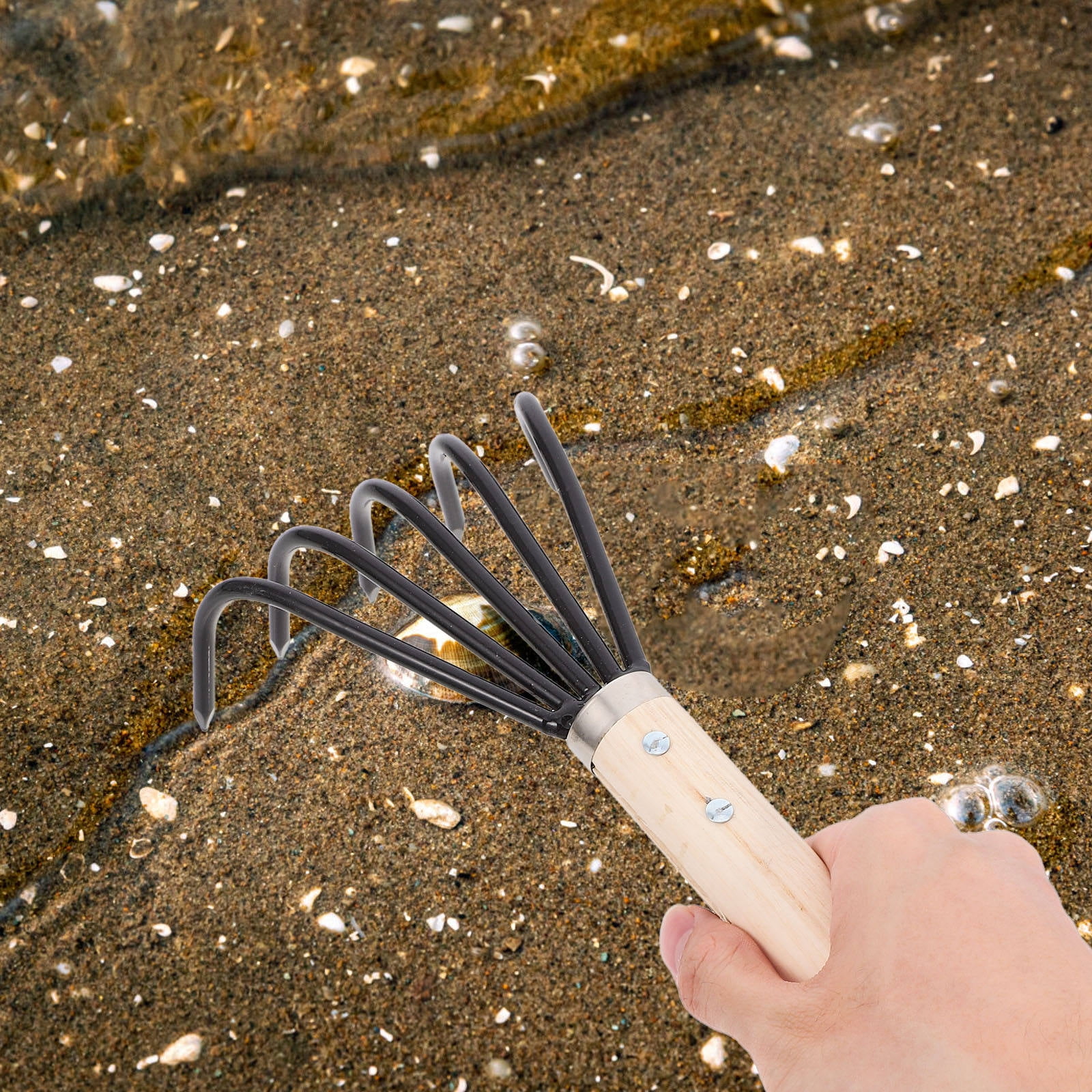 FRCOLOR Handheld Rake Reusable Beach Claw Rake Beach Clamming Rake ...