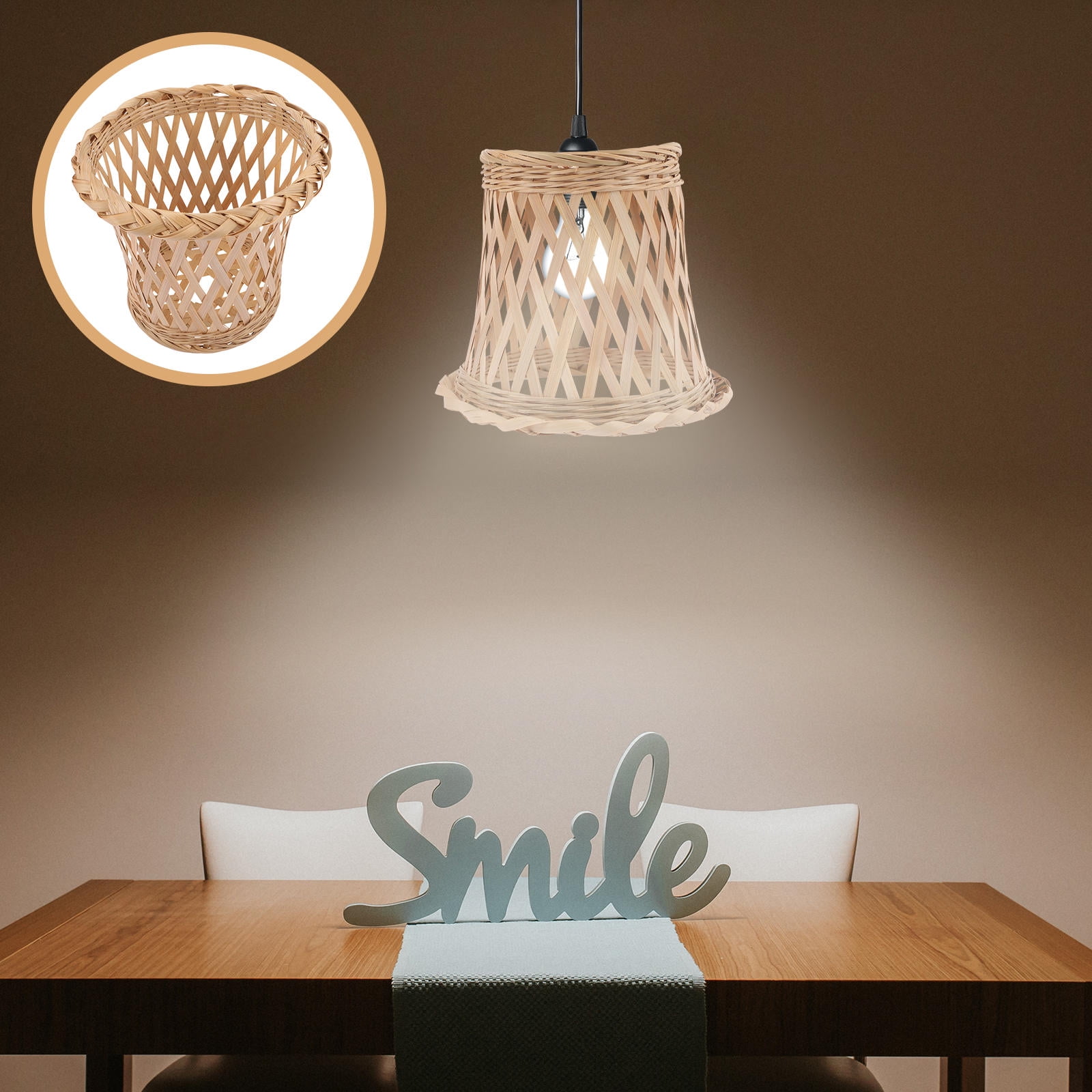 FRCOLOR Hanging Lamp Cover Rattan Light Fixtures Ceiling Shade Beige ...