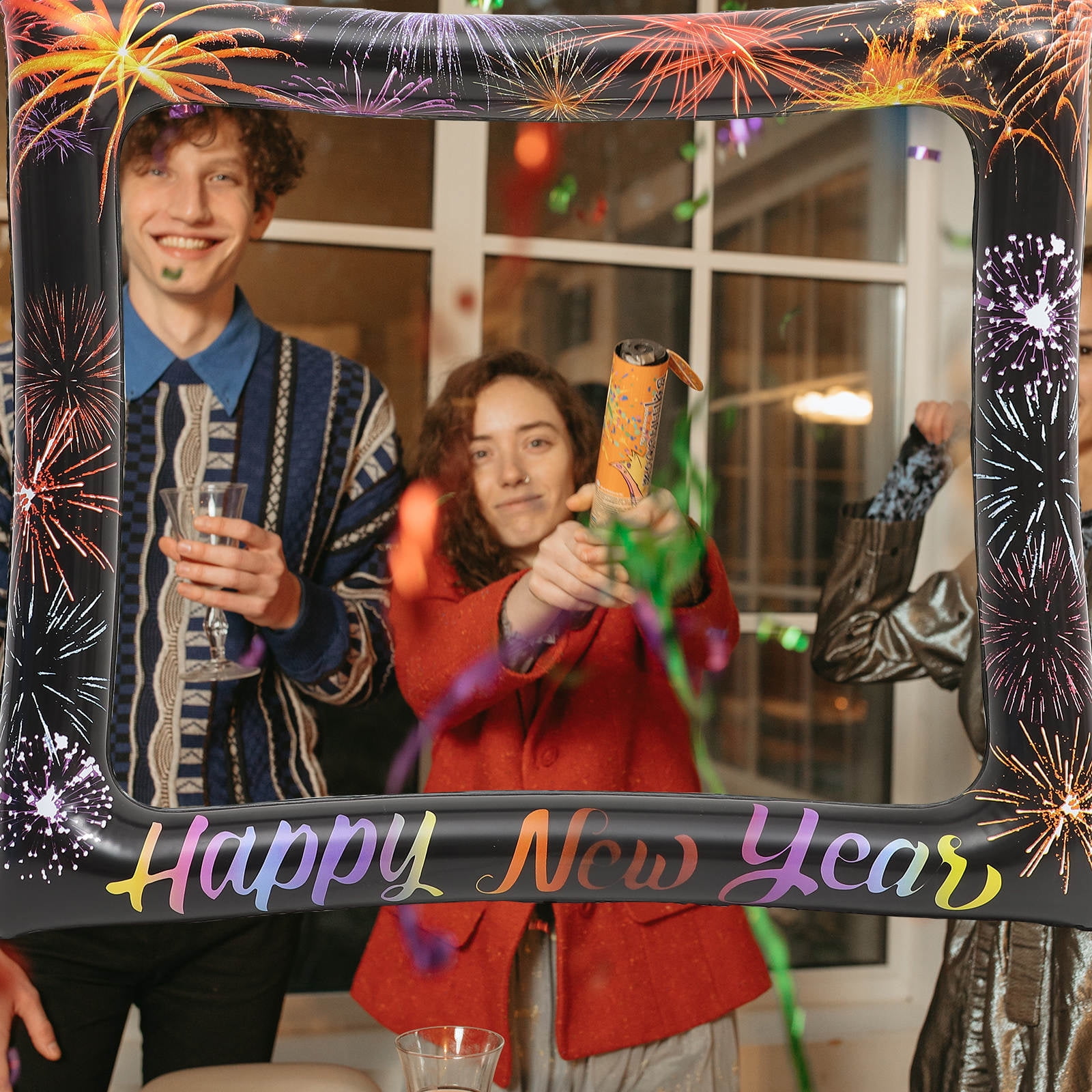 FRCOLOR Multi Color Inflatable Selfie Frame PVC Photo Prop for New Year ...