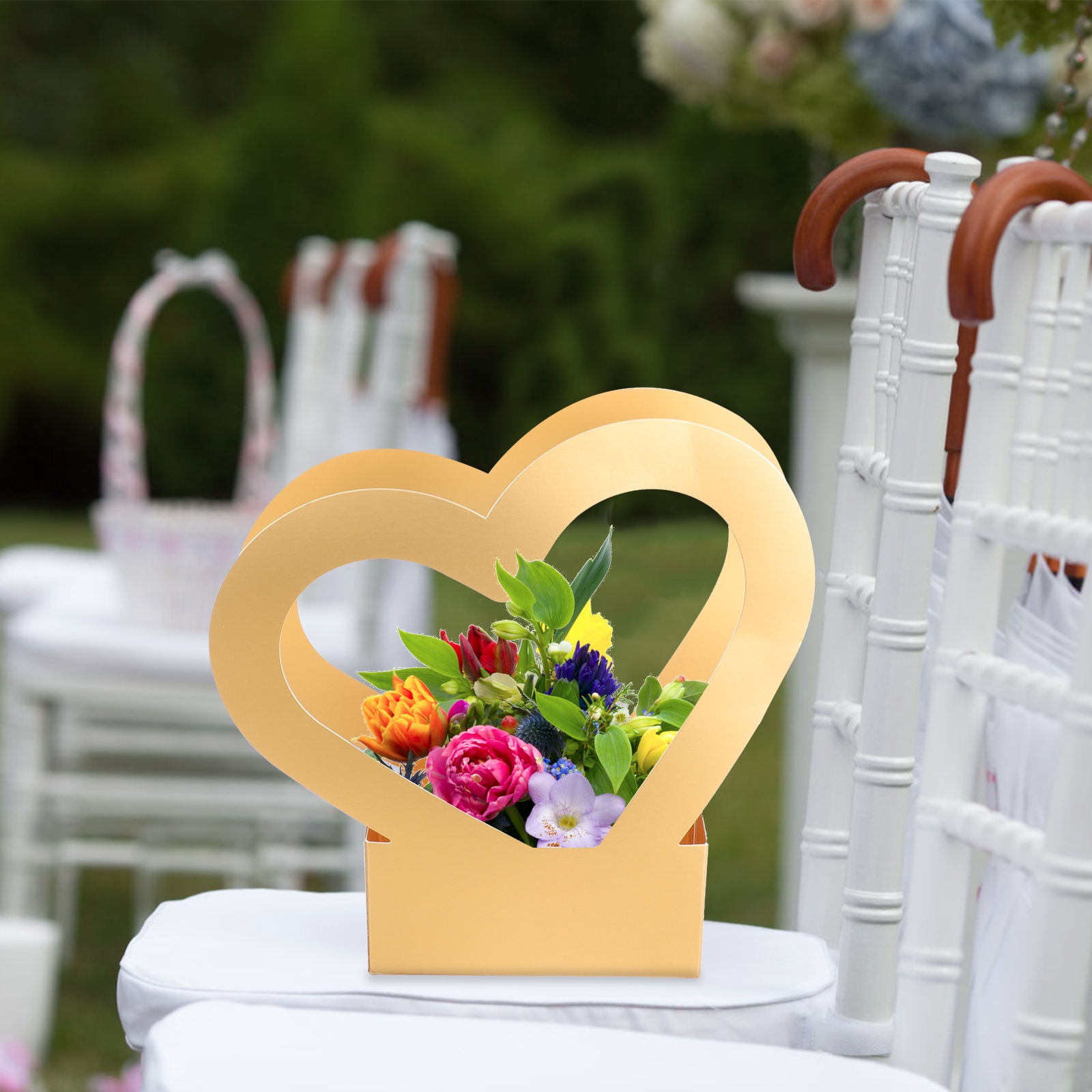 FRCOLOR Heart Shape Bouquet Flower Box Heart Paper Flower Packaging Box ...