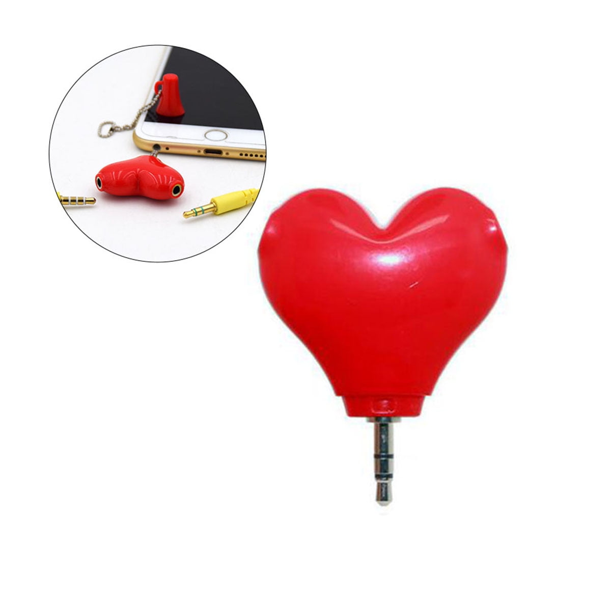 FRCOLOR Heart Shape Headphone Splitter Connector Adapter 1-to-2 ...