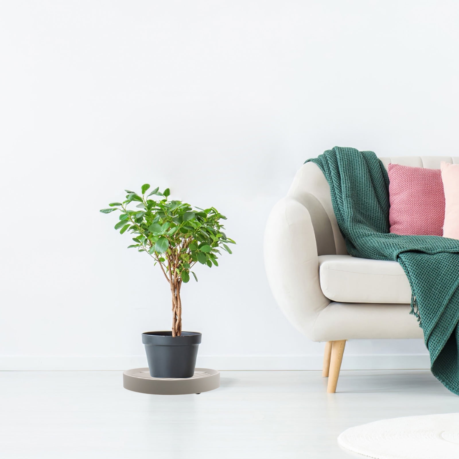 FRCOLOR Heavy-Duty Plant Pallet Trolley Round Plant Dolly with Hidden ...