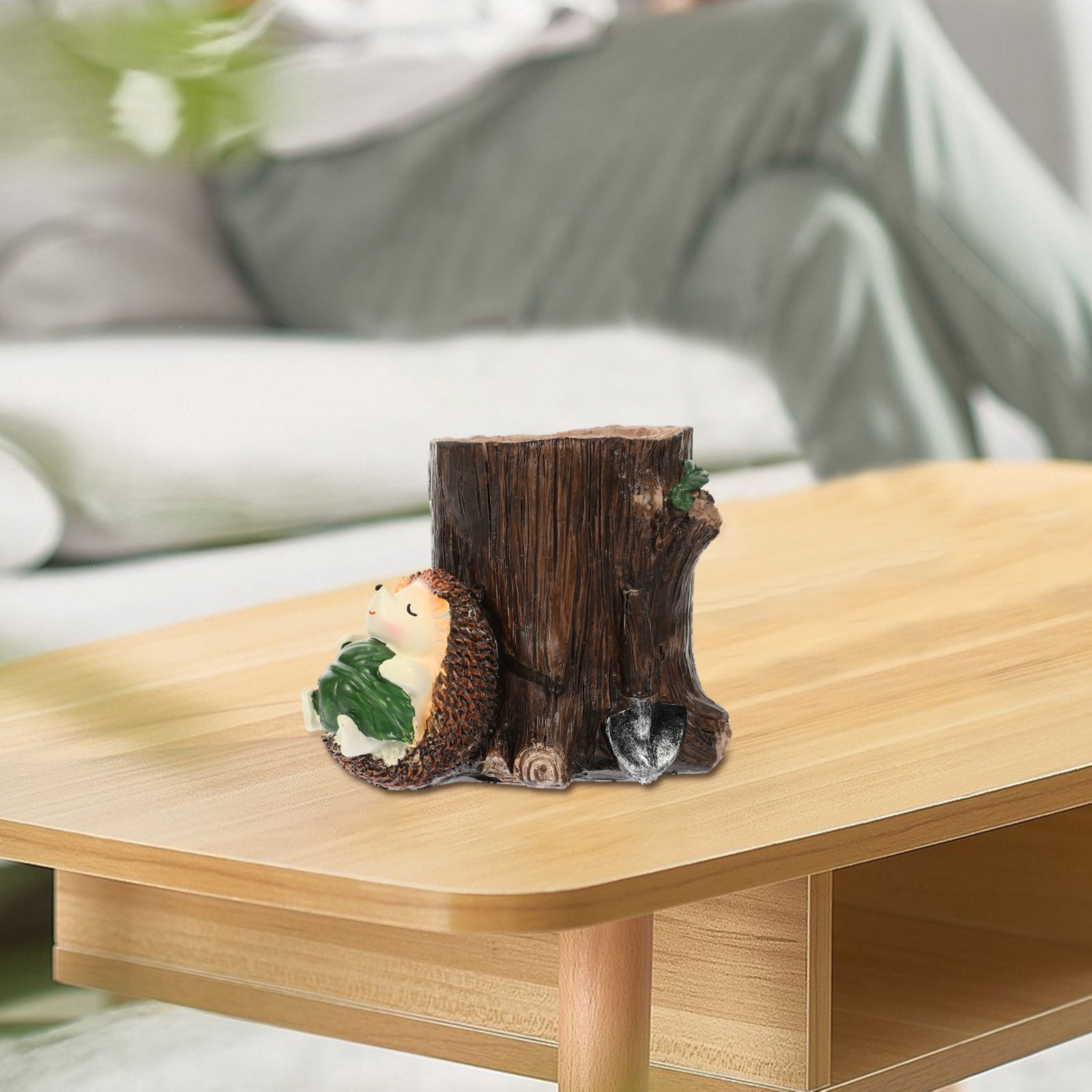 FRCOLOR Hedgehog Shaped Pen Holder for Desk Made of Resin Dark Brown 1 ...