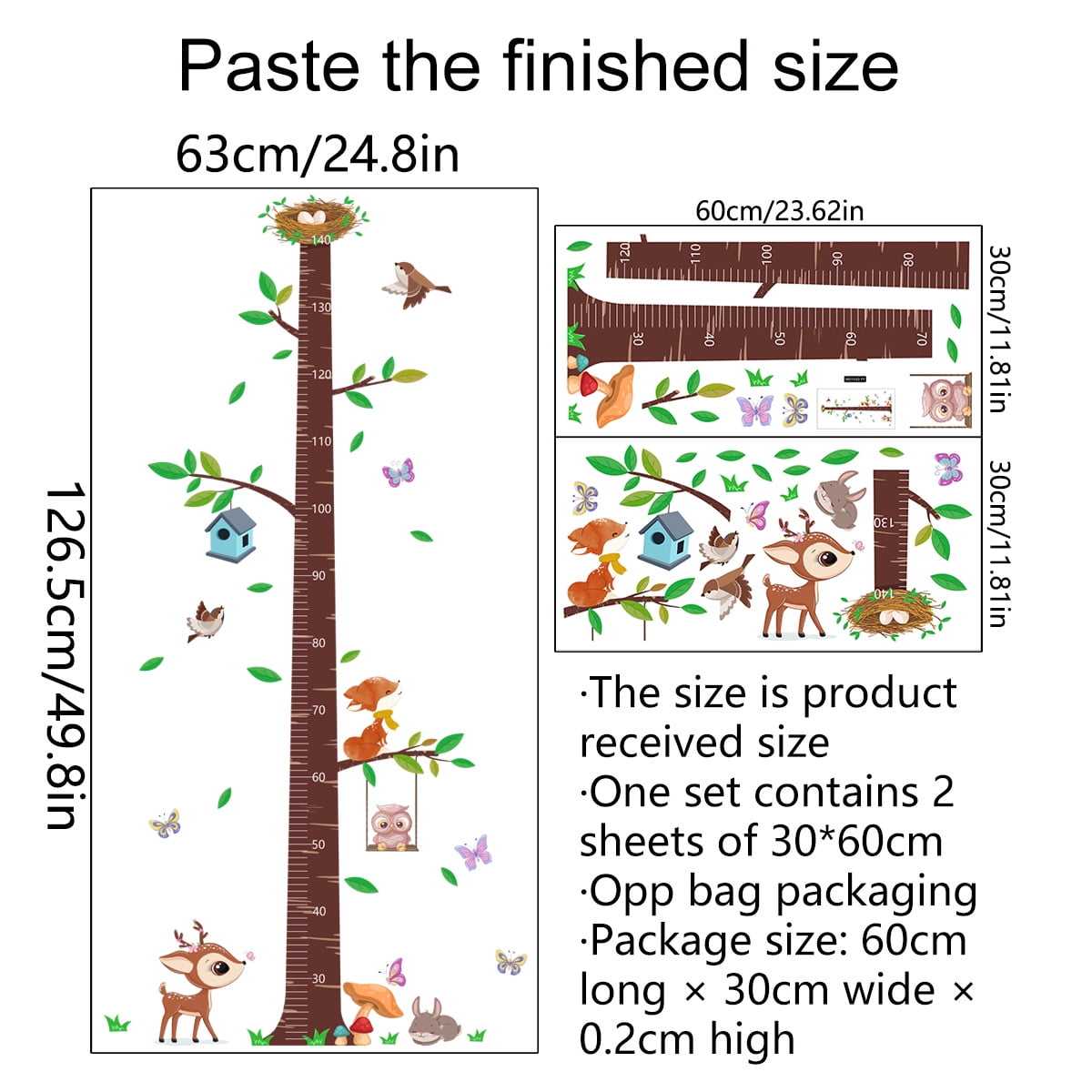 FRCOLOR Height Chart Kids Wall Decal Kids Growth Chart Wall Sticker ...