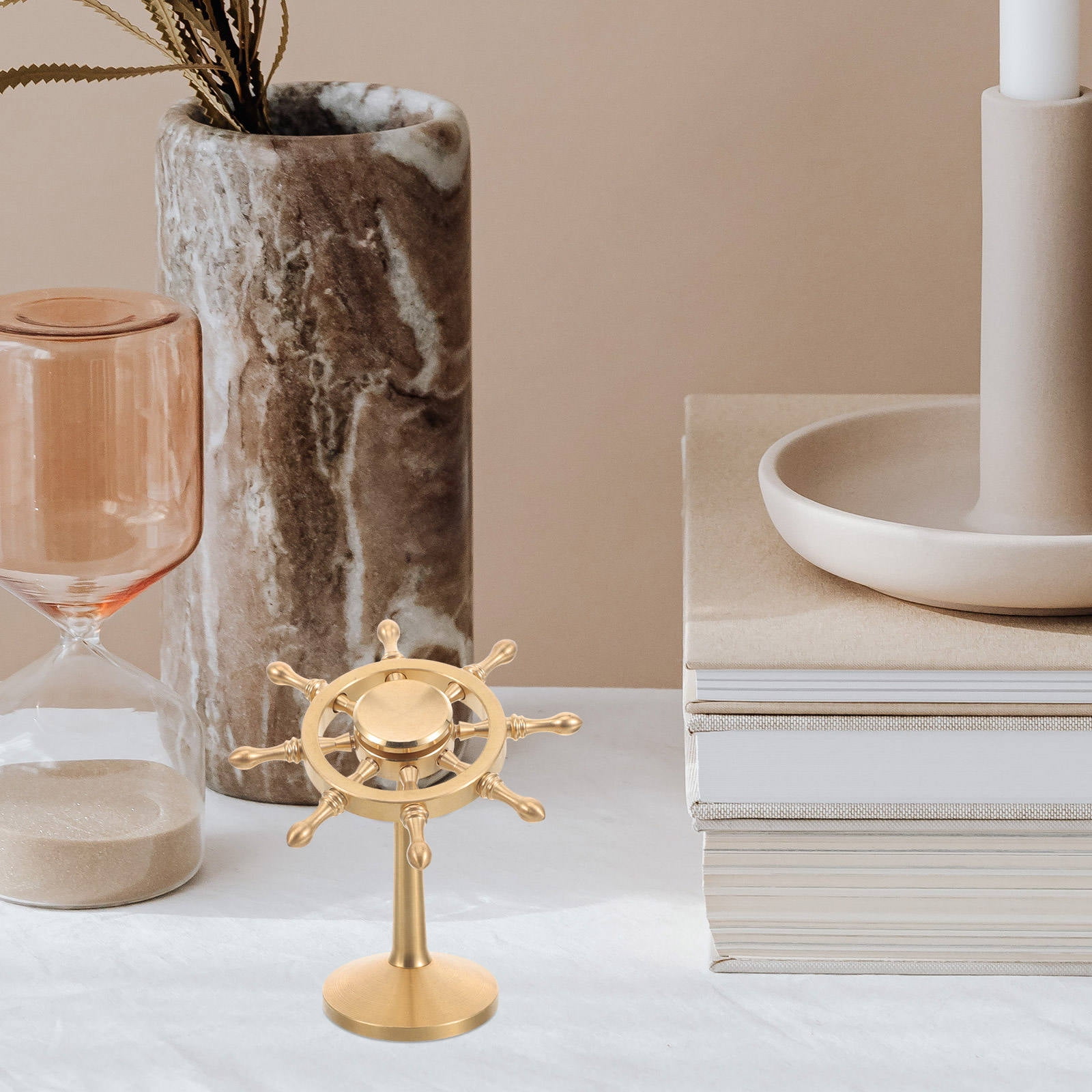 FRCOLOR Household Rudder Model Vintage Style Home Copper Decor Desktop Handle Rudder Craft ...