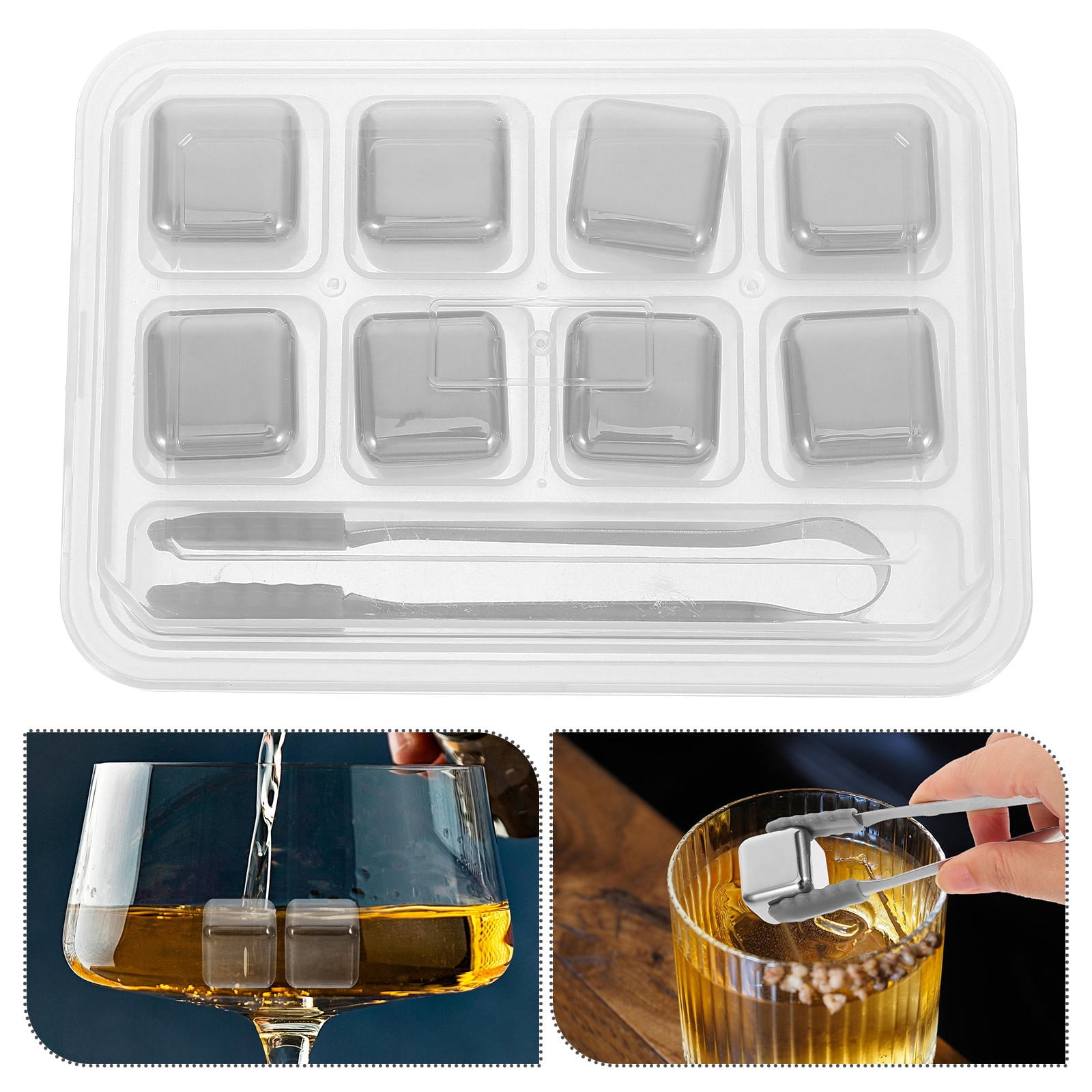FRCOLOR Iced Chill Stainless Steel Cubes Whiskey Cool Creative Chilling ...
