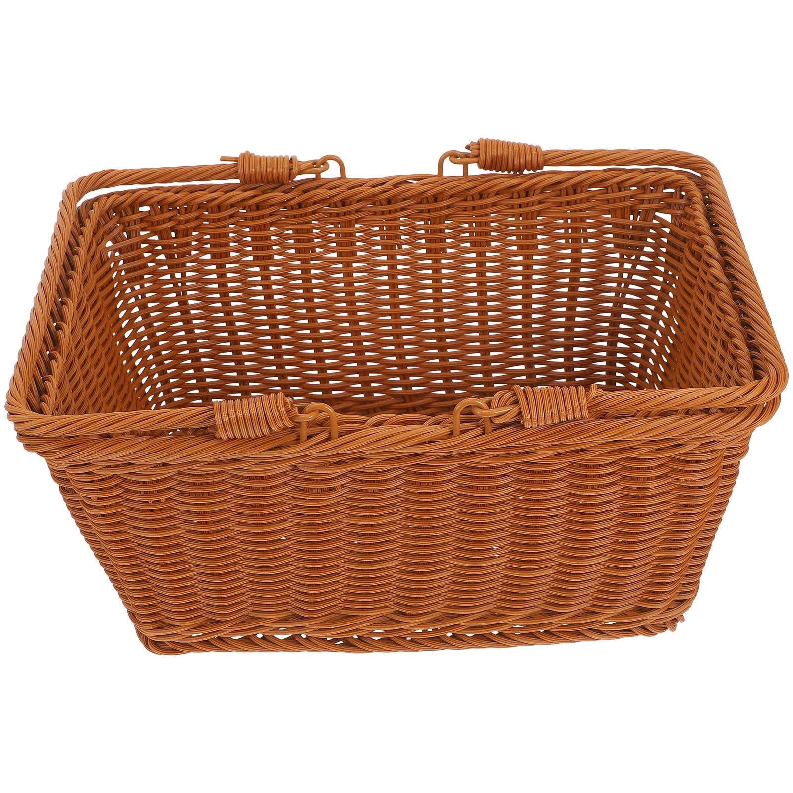FRCOLOR Imitation Rattan Woven Basket Shopping Basket Outdoor Picnic ...