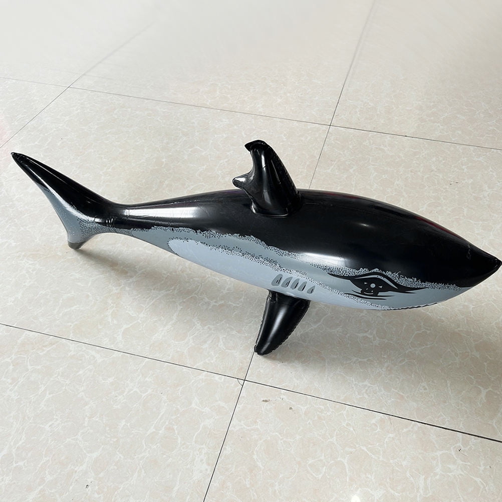 FRCOLOR Inflatable Shark Float for Kids Playing PVC Black Large 48.5 ...