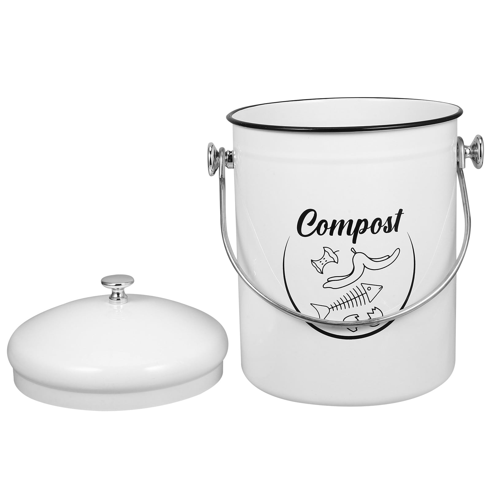 FRCOLOR Iron Kitchen Compost Bin With Lid Large Capacity 5L Food Waste ...