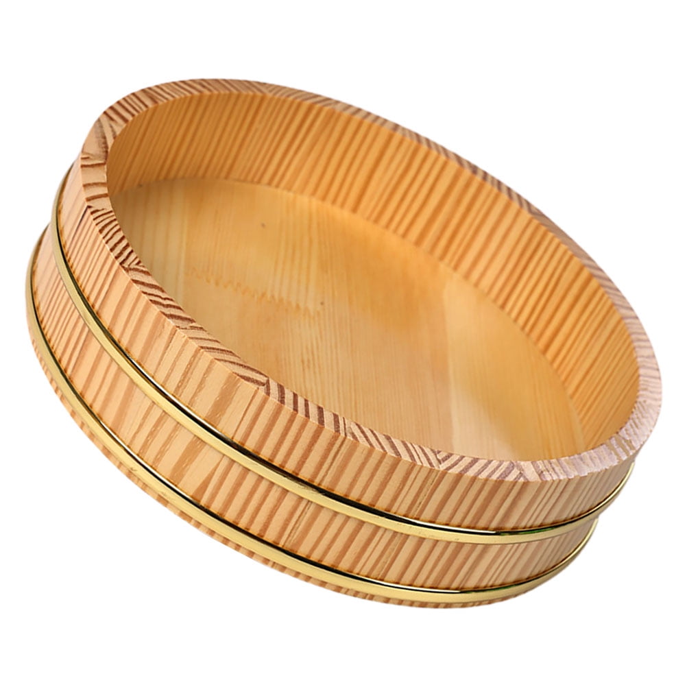 FRCOLOR Japanese Wooden Sushi Rice Mixing Tub Wooden Rice Bucket ...