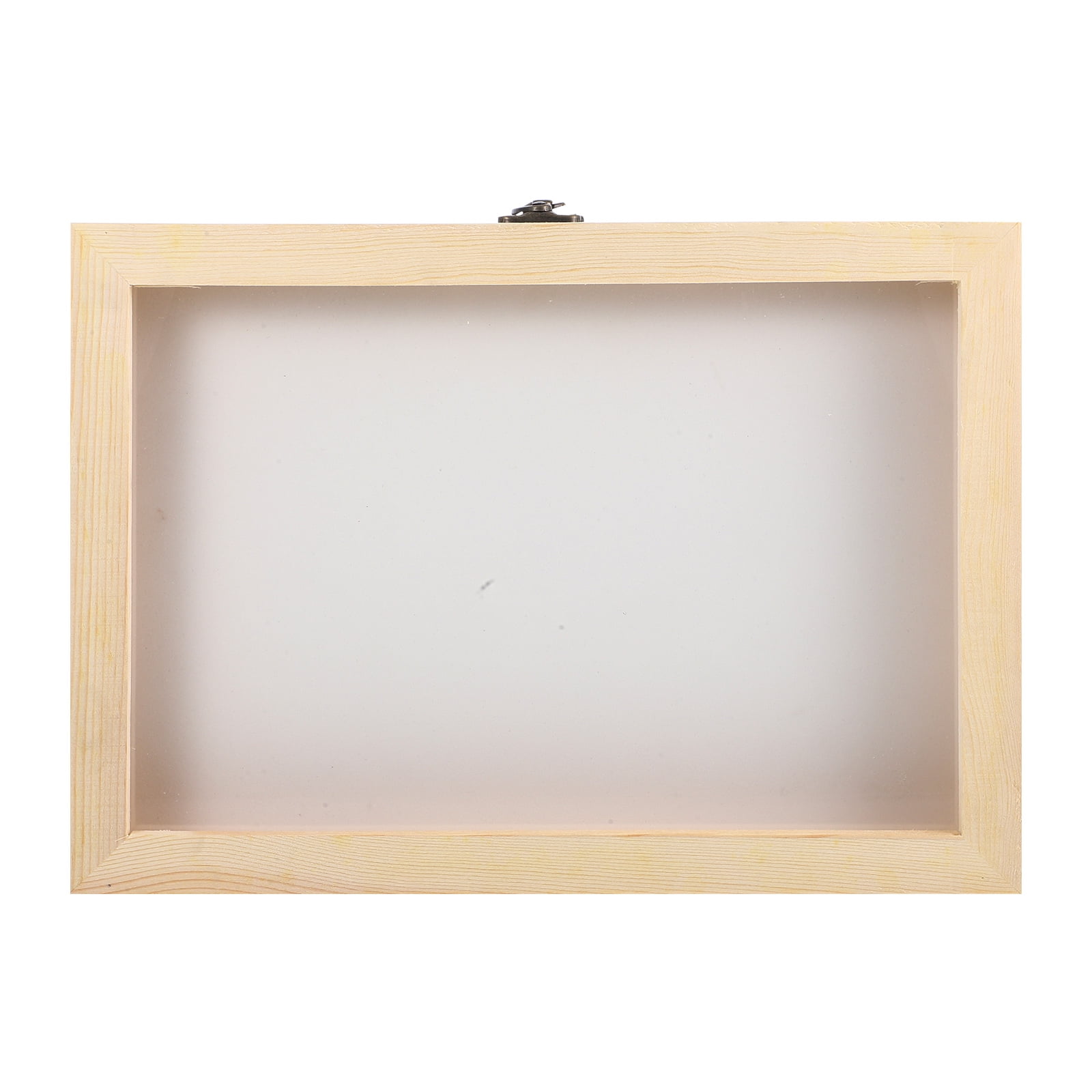 FRCOLOR Jewelry Specimen Display Case Clear Top Unfinished Wooden Box ...