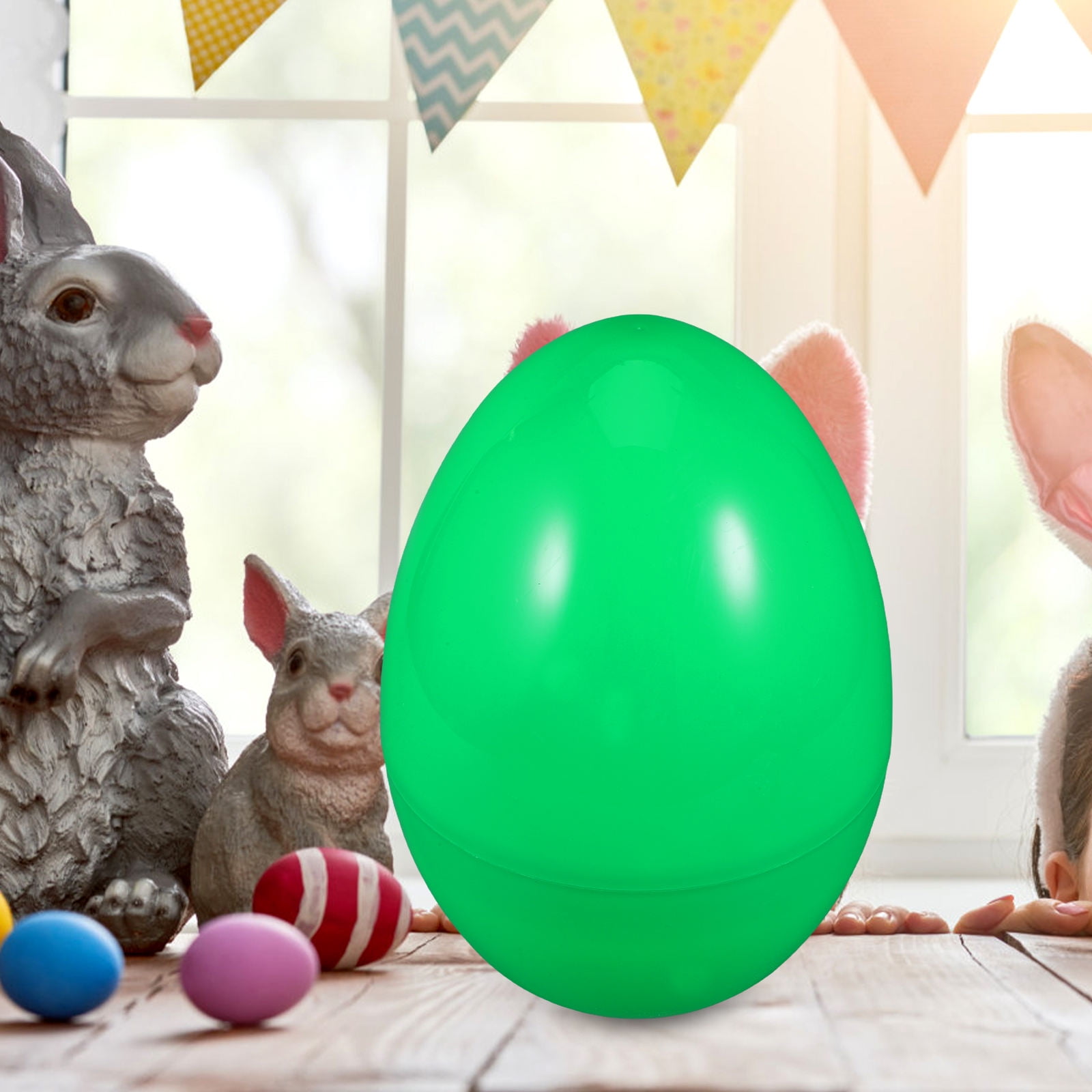 FRCOLOR Jumbo Fillable Easter Eggs Plastic Huge Easter Eggs Green Faux ...