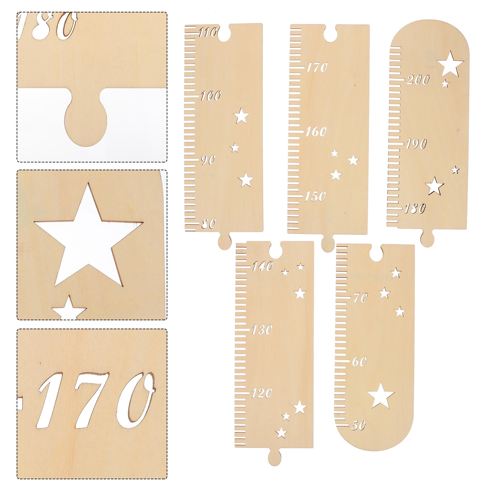 FRCOLOR Khaki Wooden Height Ruler Chart for Kids Growth Measurement DIY ...