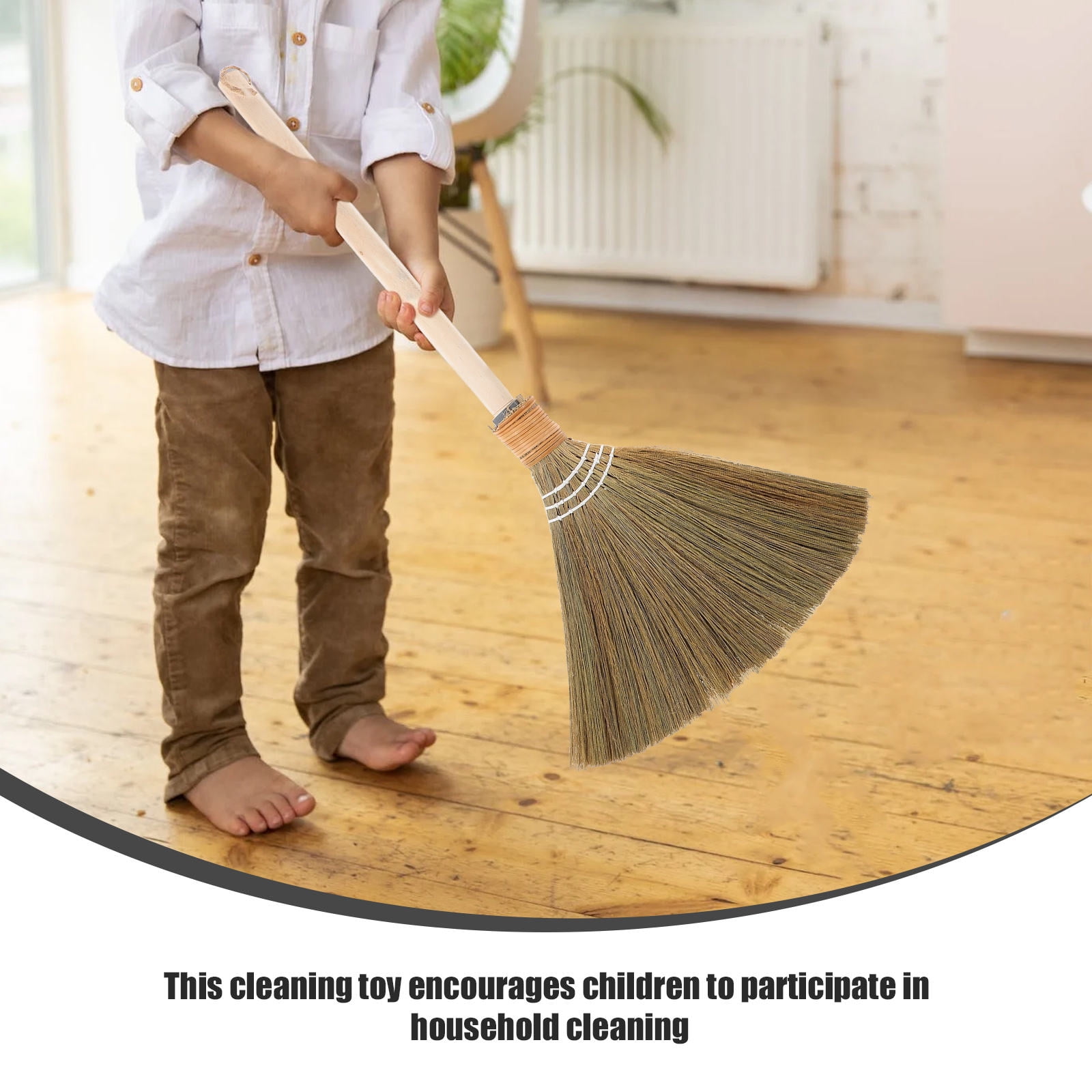 FRCOLOR Kids Cleaning broom with Soft Straw Bristles for Household ...
