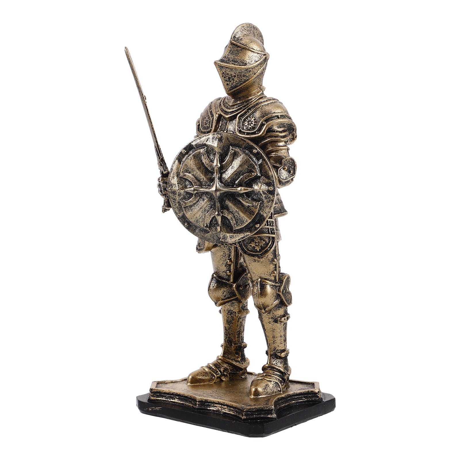 FRCOLOR Golden Resin Knights Statue for Home Office Decor Medieval ...