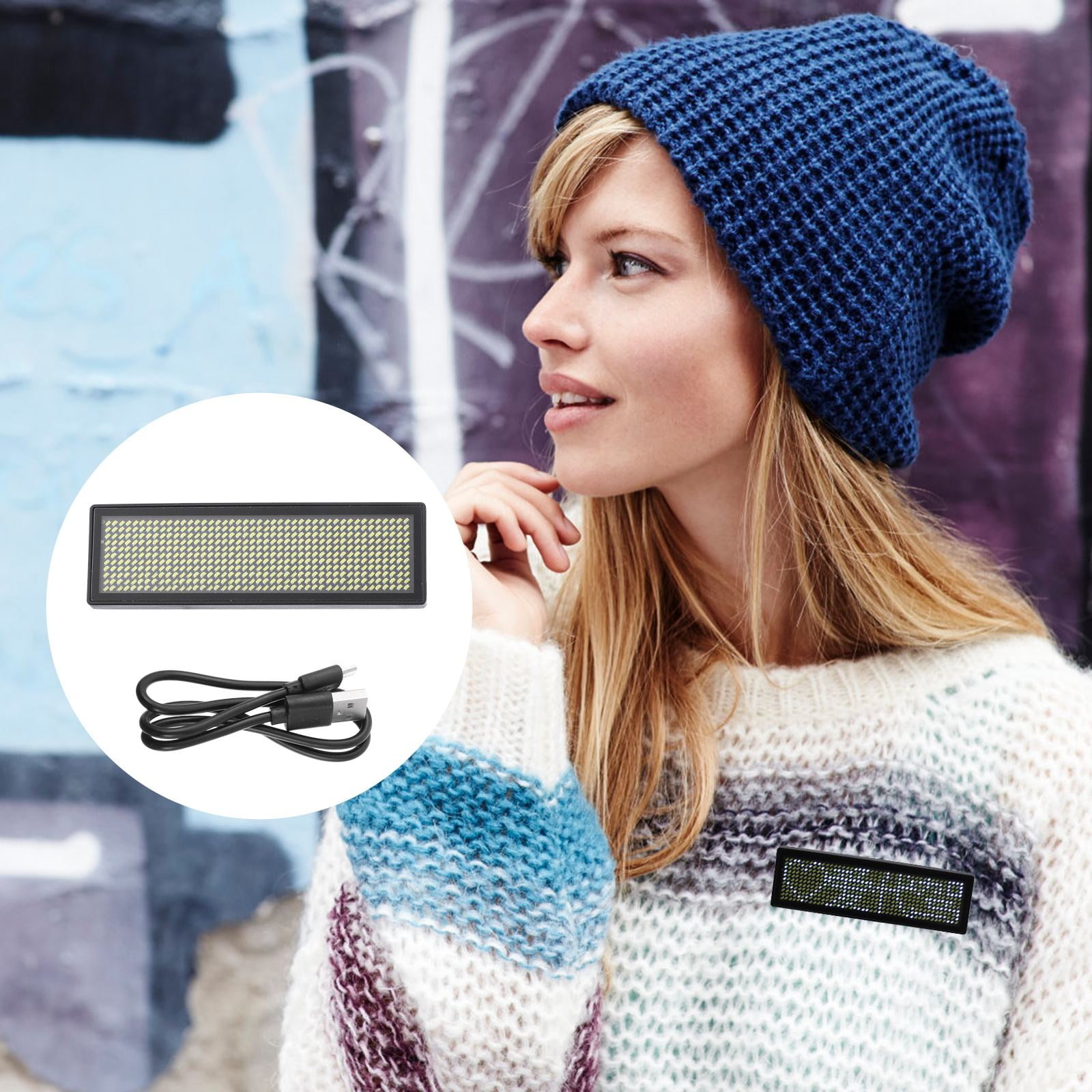 FRCOLOR LED Name Tag with USB Cable Rechargeable LED Name Badge ...