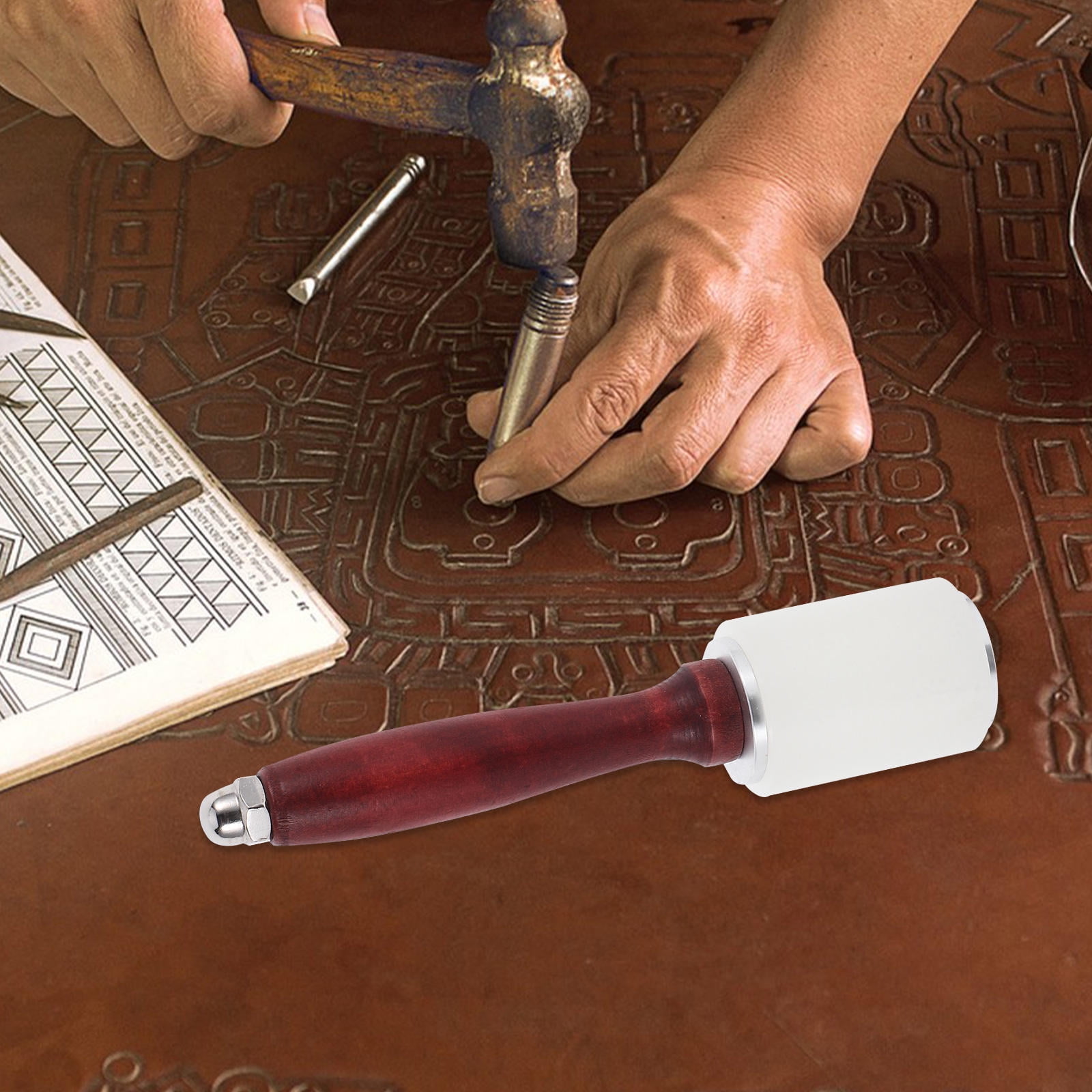 FRCOLOR Leather Crafting Hammer Mallet with Wooden Handle 1 Set for DIY ...