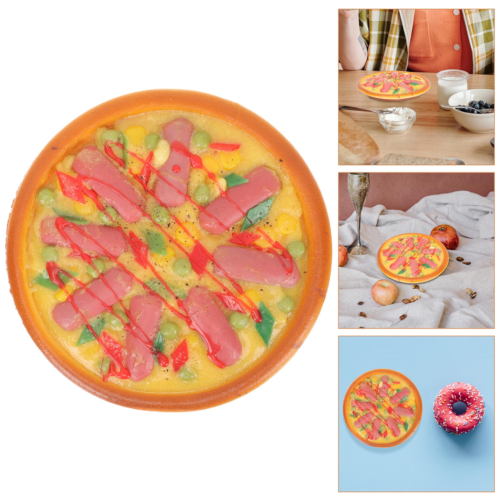 FRCOLOR Lifelike Pizza Prop for Decor Made of PVC Assorted Color ...
