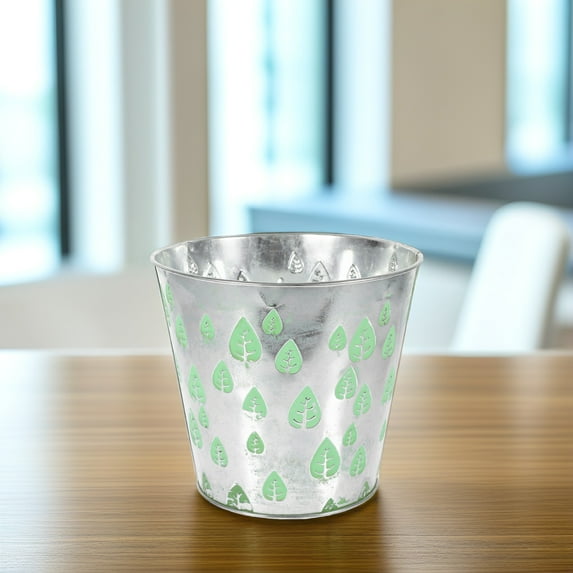 FRCOLOR Light Green Iron Flower Bucket with Unique Maple Leaf Design ...