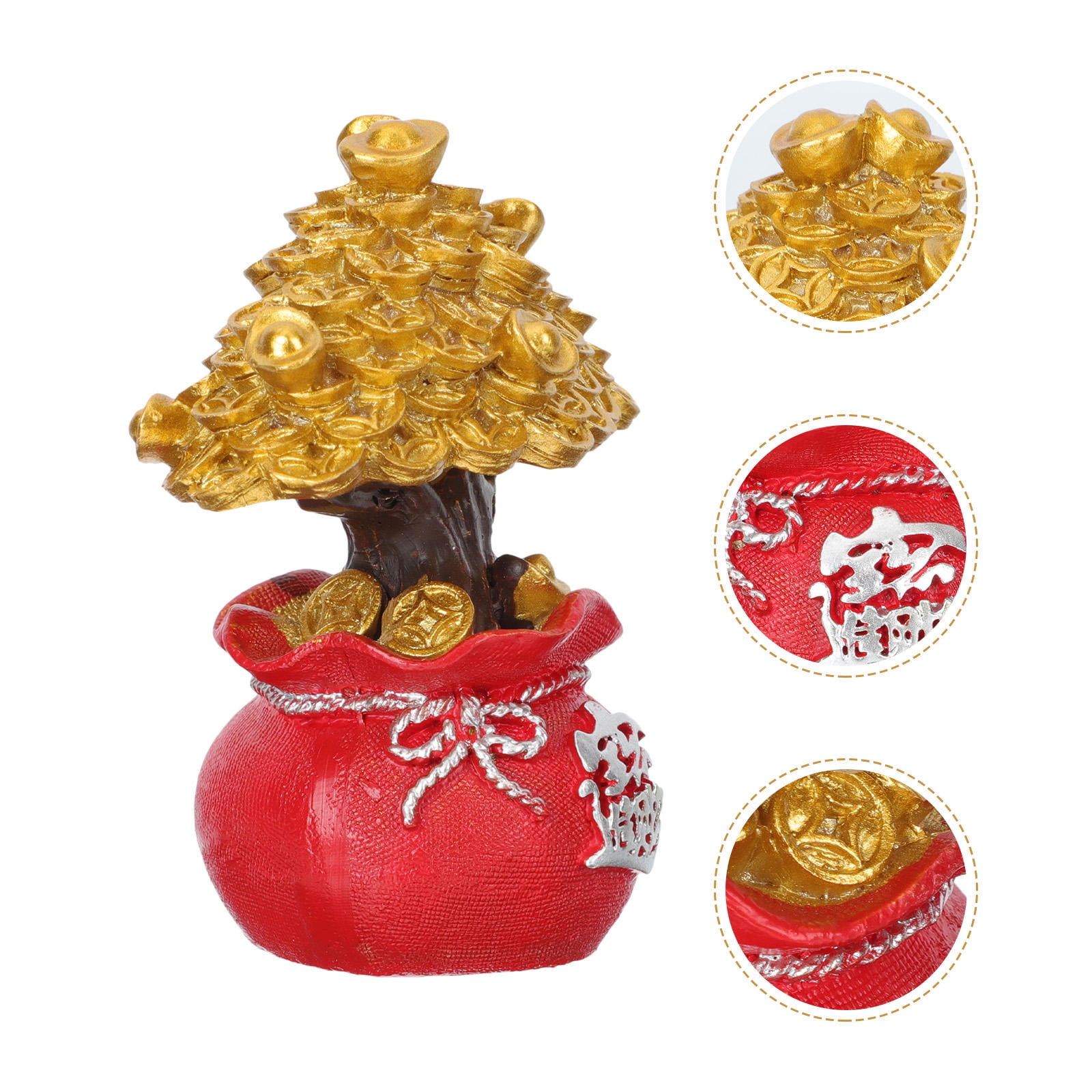FRCOLOR Lucky Fortune Tree Ornament Chinese New Year Decor 8x4.5cm Red ...