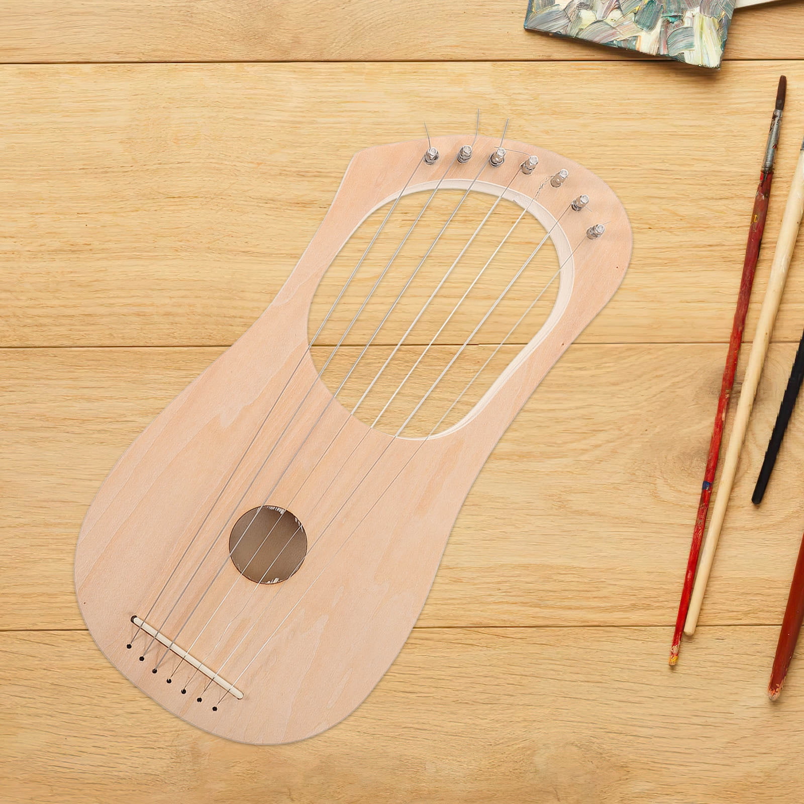 FRCOLOR Lyre Harp Craft Kit with 7 Strings DIY Wooden Instrument Manual Assembly Tuning Wrench ...