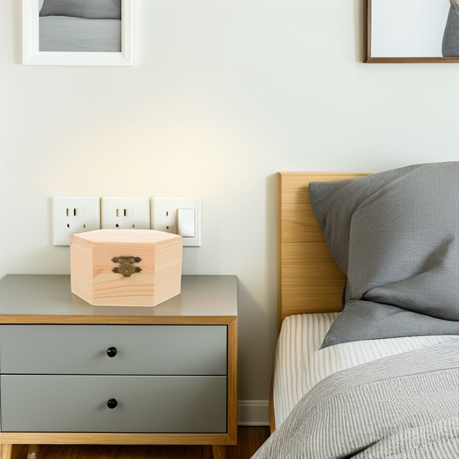 HAKIDZEL Small Wooden Storage Box Wood Keepsake Box Light Wood 1Set 3 ...