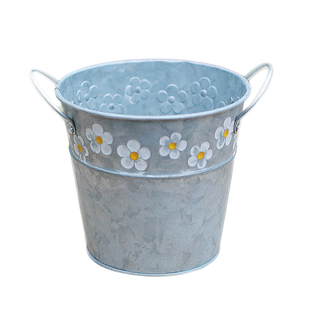 FRCOLOR Metal Planter Bucket Vintage Container Daisy Decorations ...