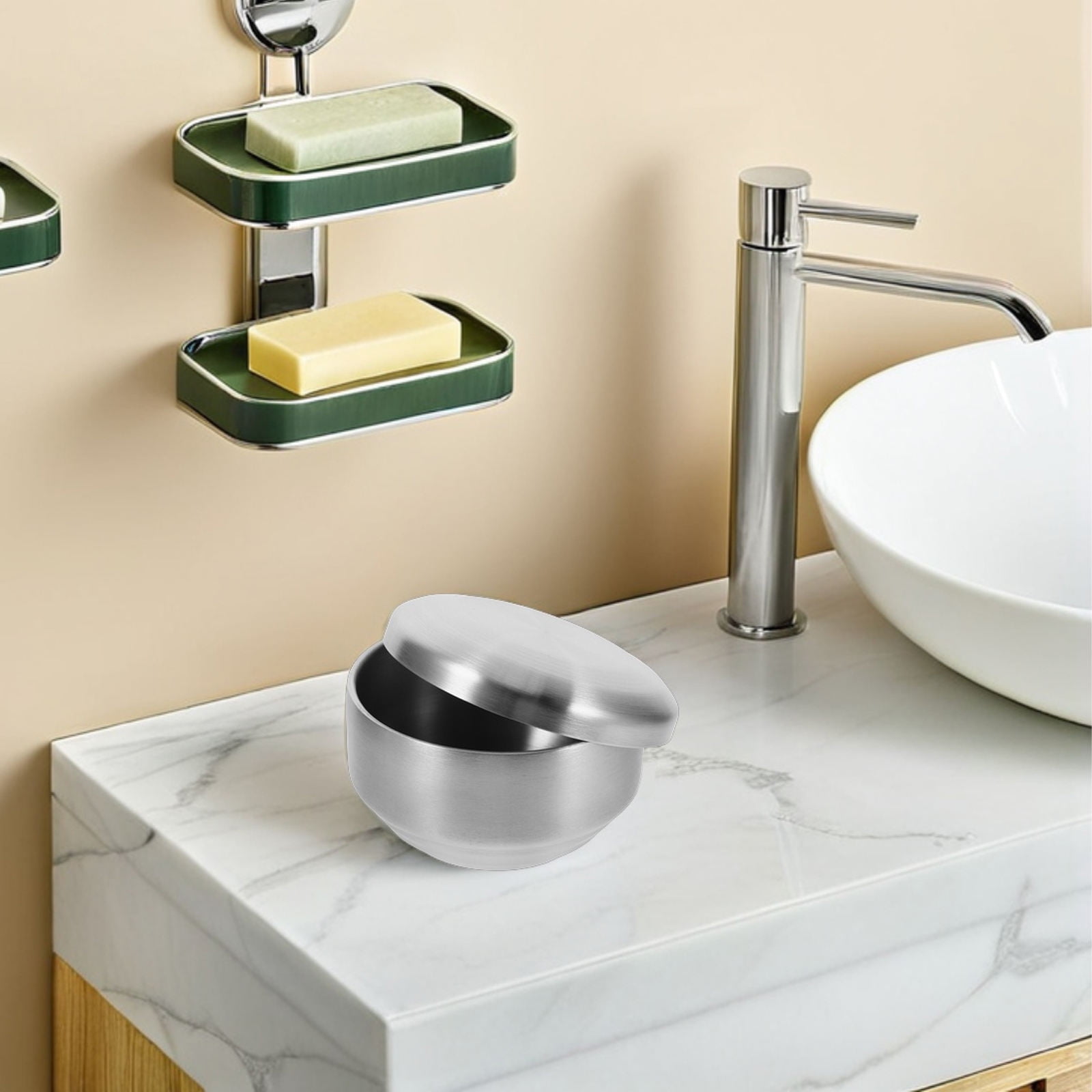 FRCOLOR Metal Shaving Bowl for Men Stainless Steel Shaving Soap Bowl ...