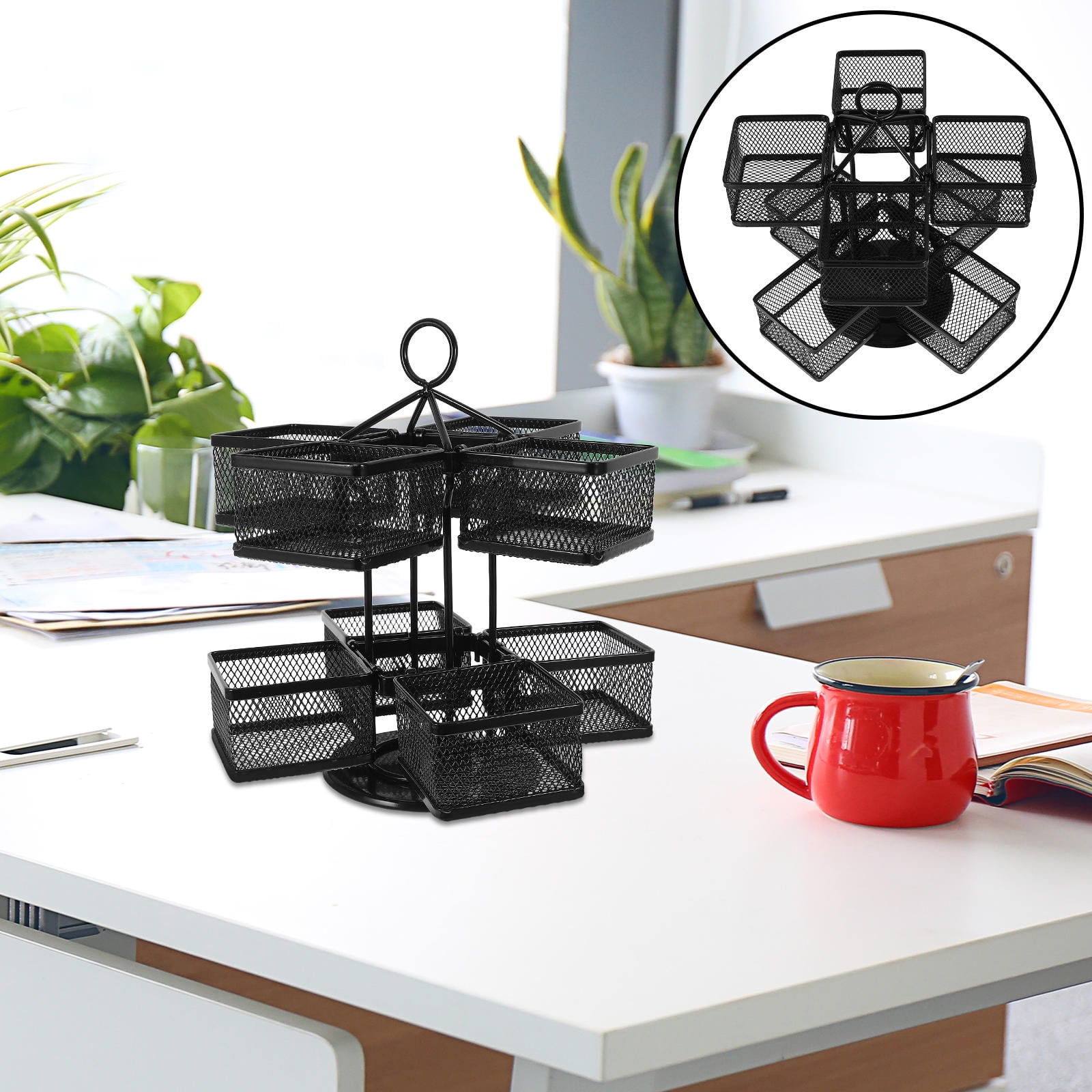 FRCOLOR Metal Tea Bag Holder Organizer 360 Degree Rotating Tea Bag ...