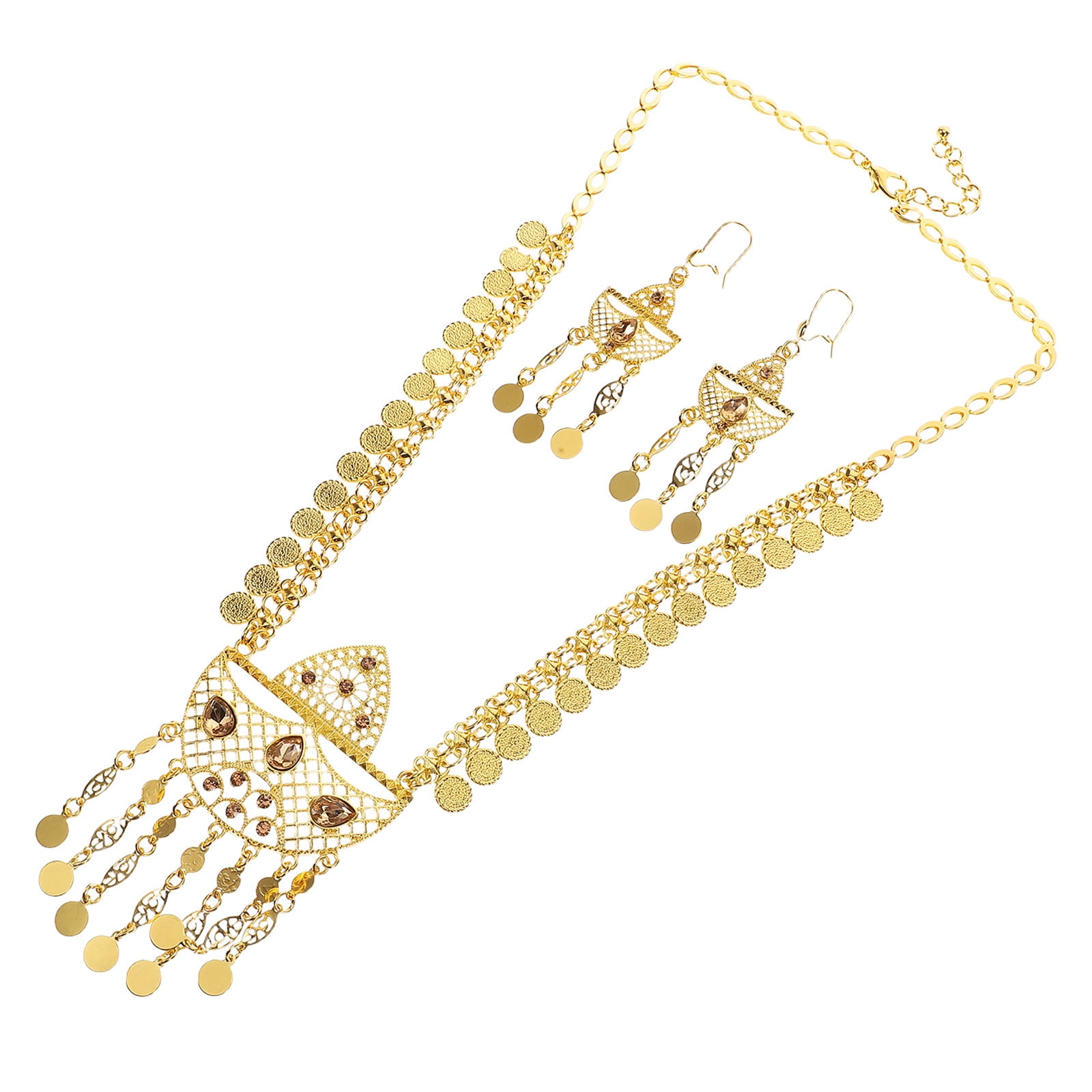 FRCOLOR Middle Eastern Jewelry Set Miss Bride 7.50X2.50X0.80CM Golden ...