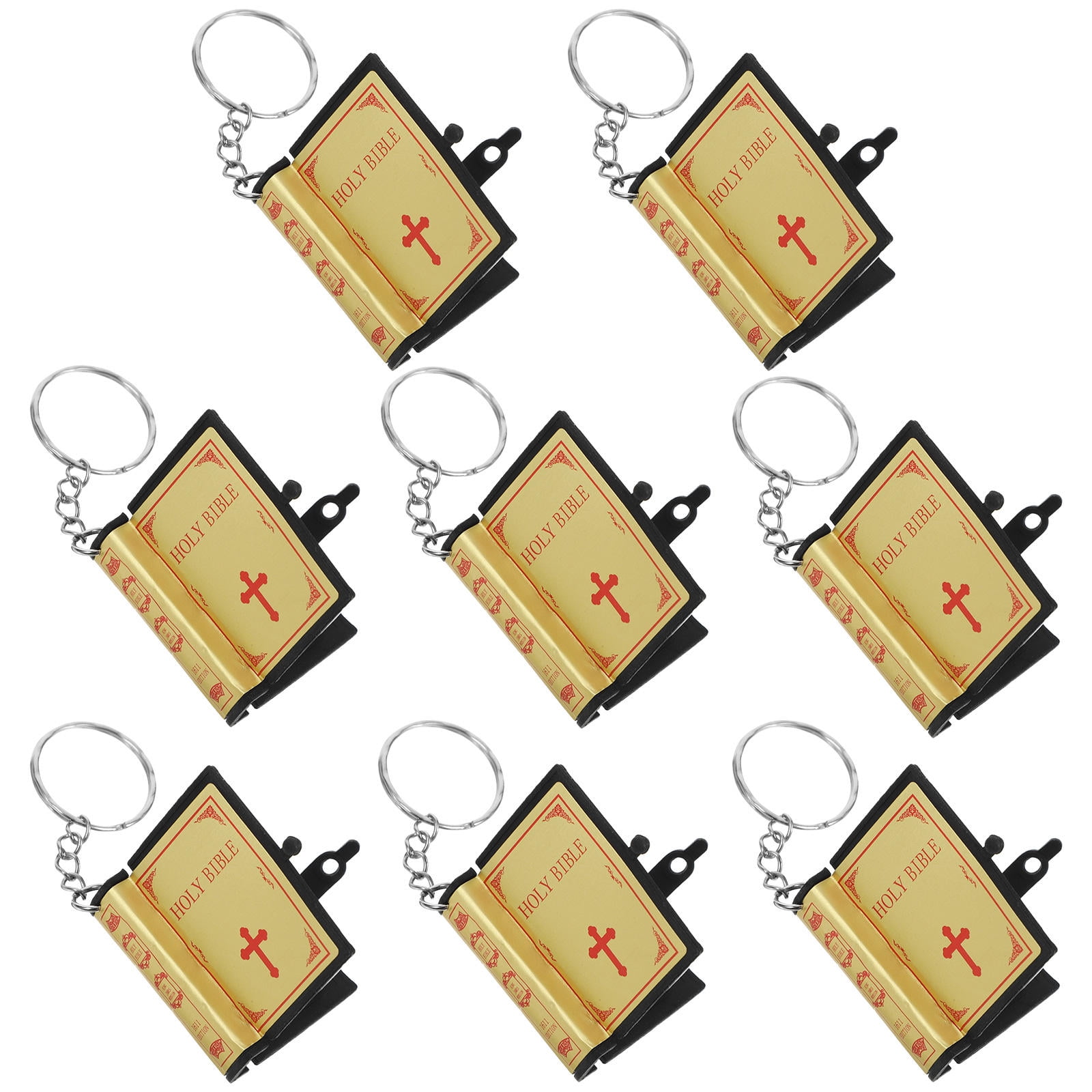 FRCOLOR Mini Bible Keychain with Sturdy Metal and PVC Materials Golden ...