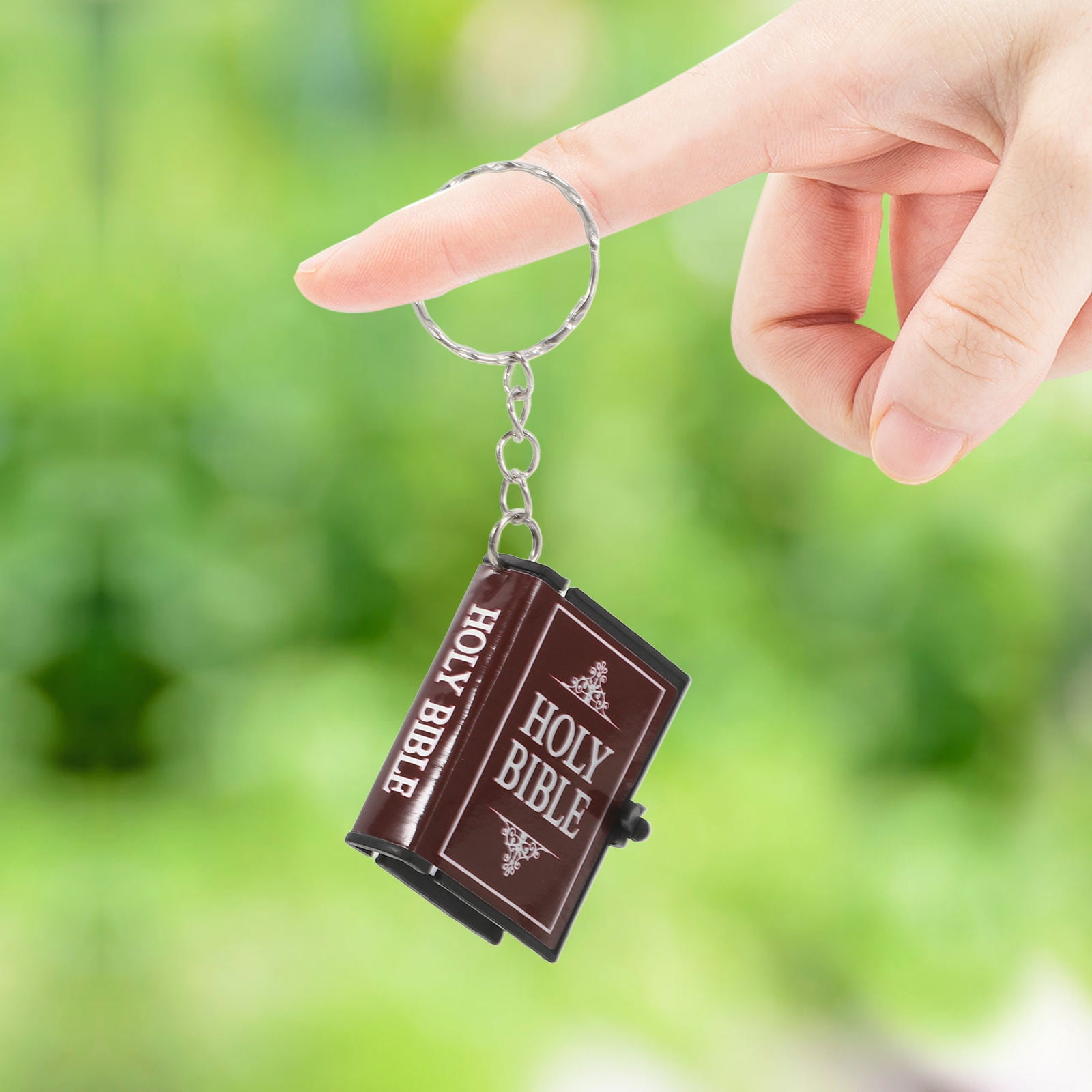 FRCOLOR Mini Book Keychain with Dark Red Bible Pendant Practical for ...